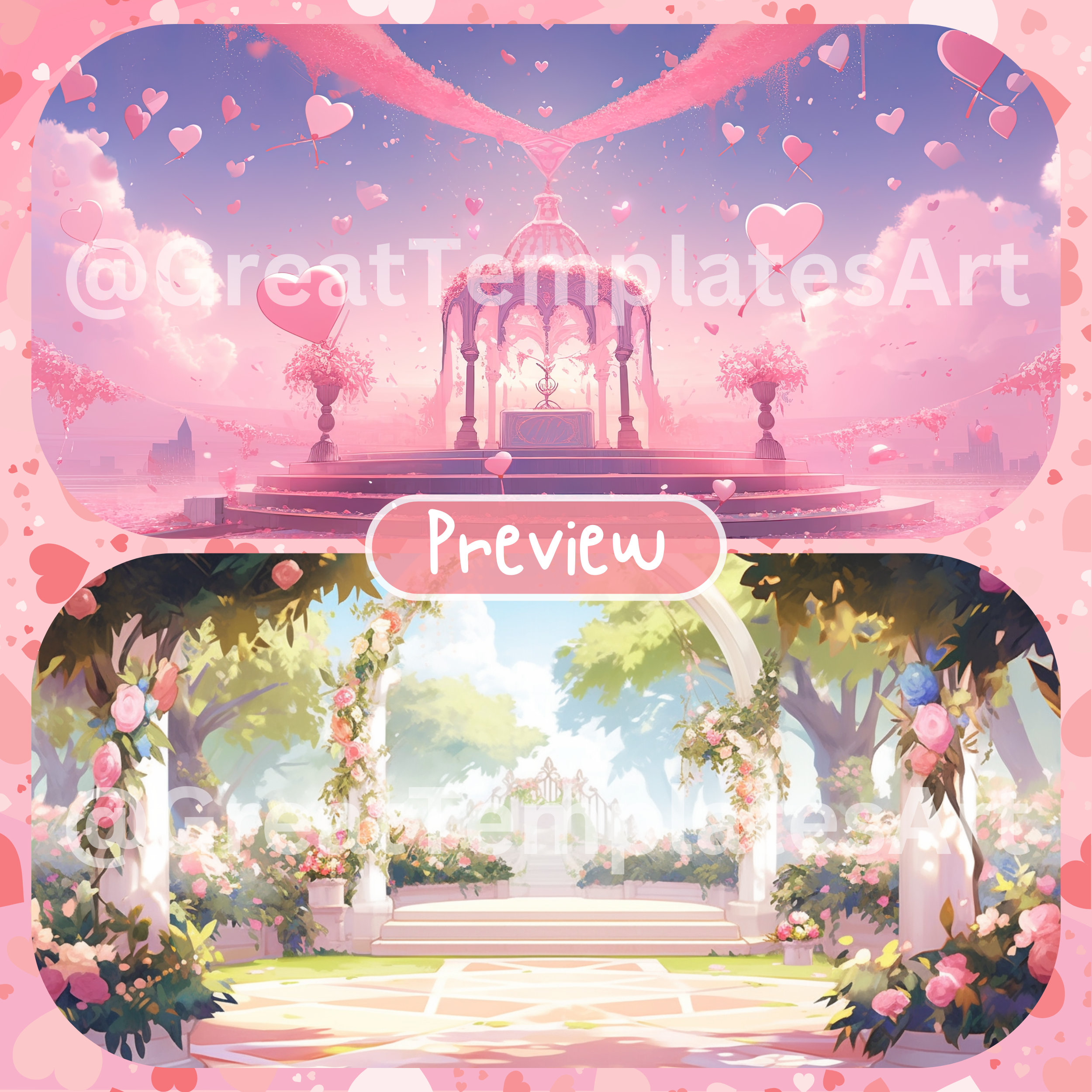 Valentine Day Vtuber Background 100x Virtual Background Stream Asset ...