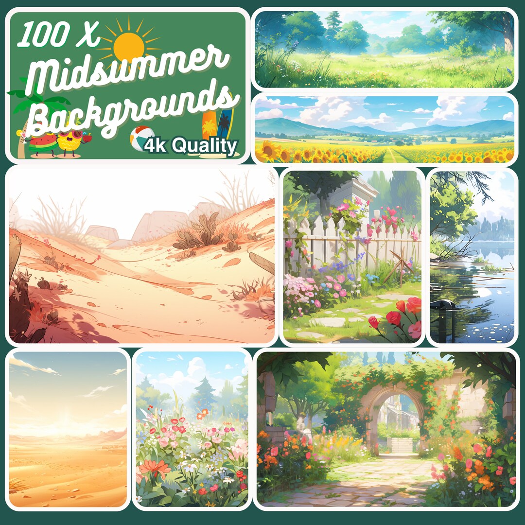 Midsummer Vtuber Backgrounds: Cozy Stream & Zoom Assets (100 PNG) - Etsy