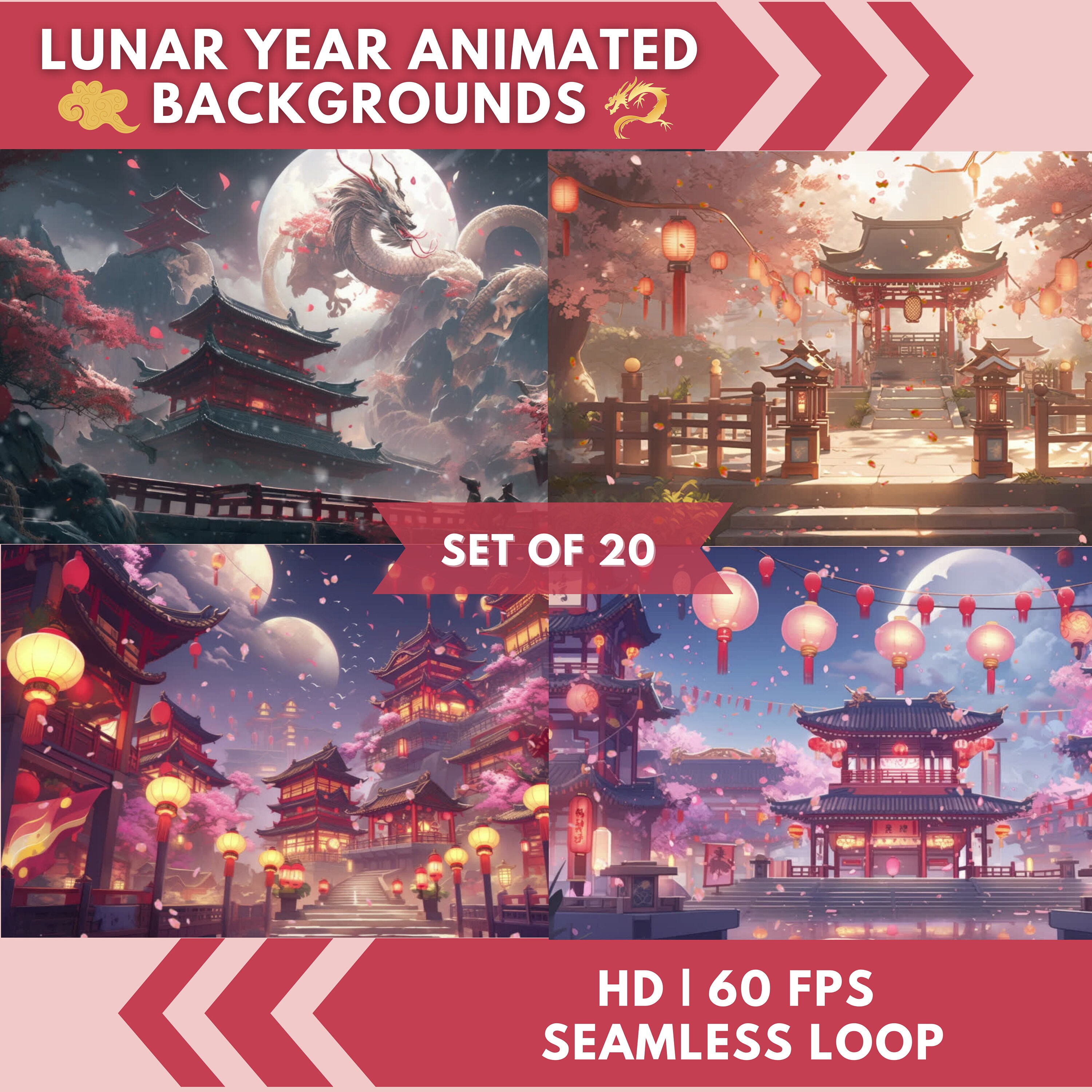 Mega Pack 200x Lunar Year Vtuber Stream Backgrounds Package Twitch ...