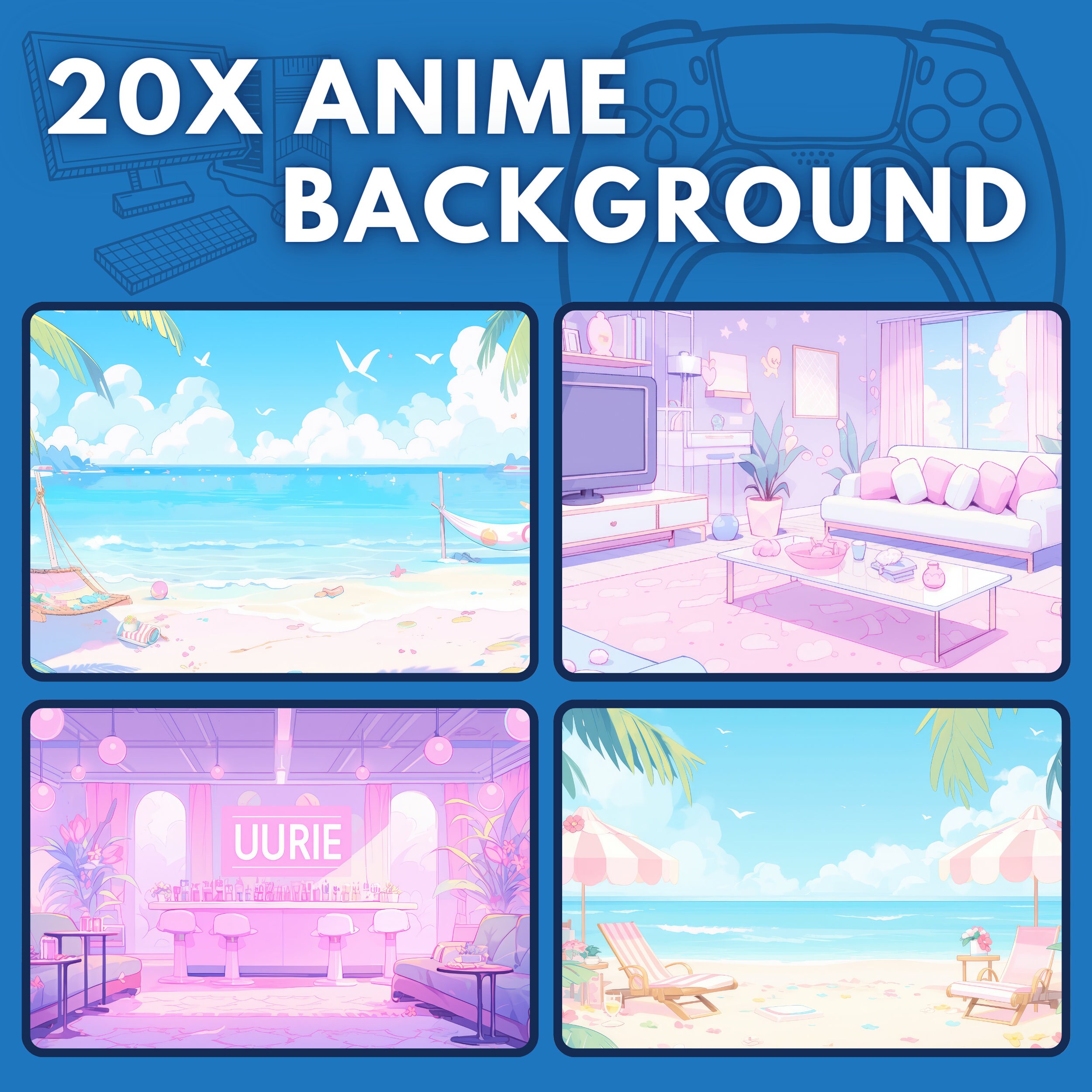 Vtuber Stream Package, Vtuber Background, Vtuber Gaming Chair, Anime ...