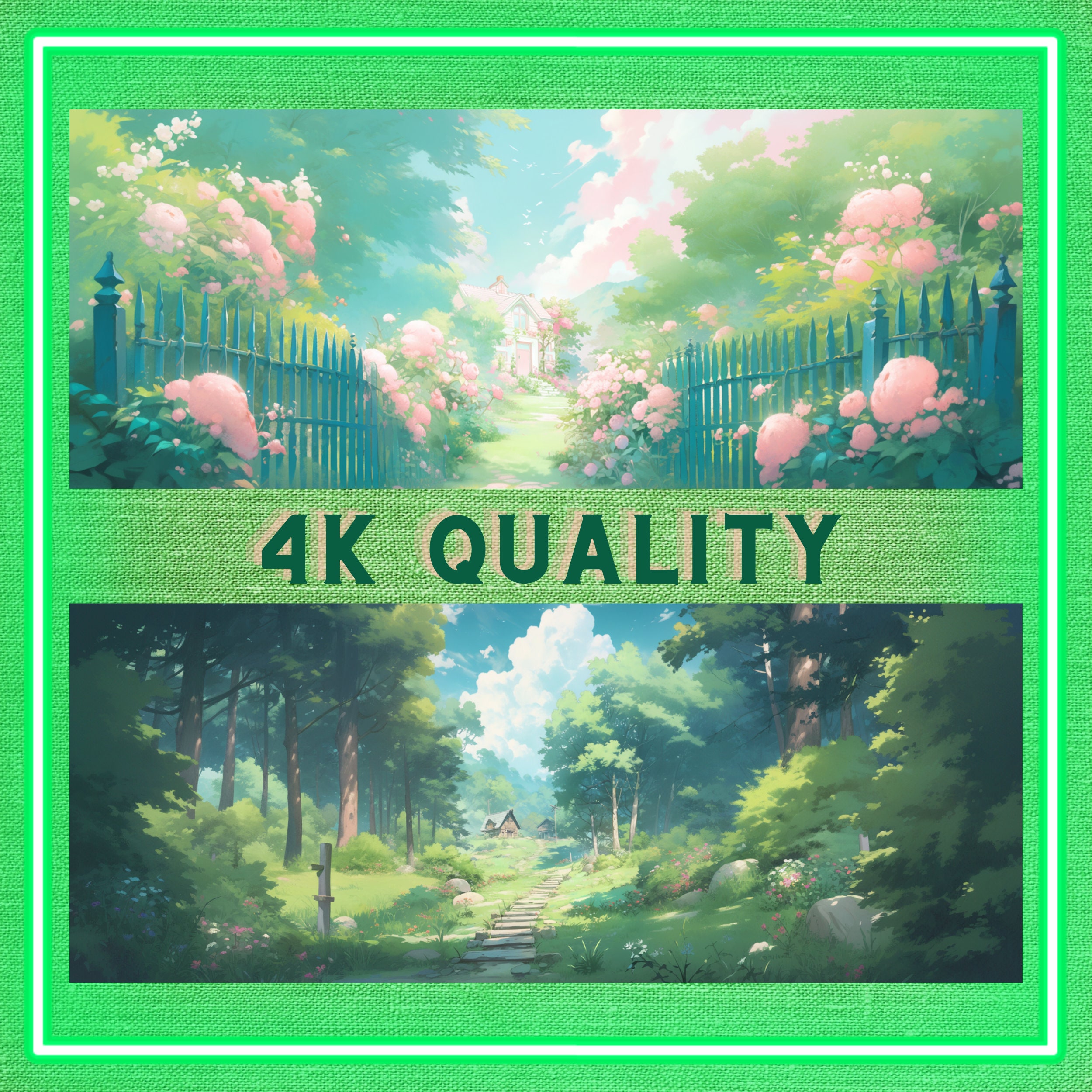 30x Twitch Green Banner Cozy Twitch Background Cozy Twitch Banner Cozy ...