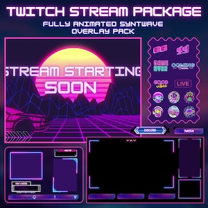 Synthwave Animated Twitch Stream Overlay Package (digital Download) - Etsy