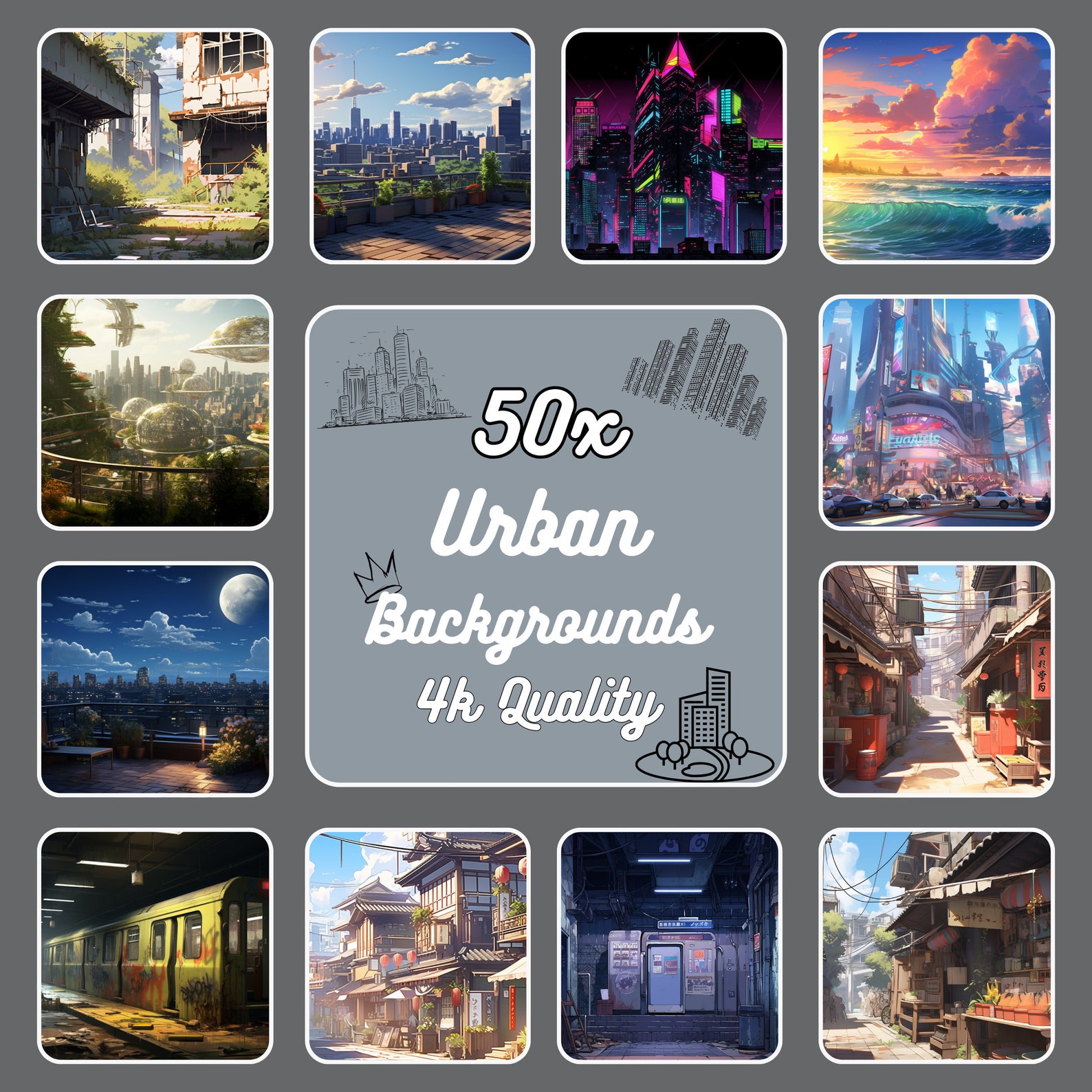 Urban Vtuber Backgrounds: 50x PNG Stream Assets (digital Download) - Etsy