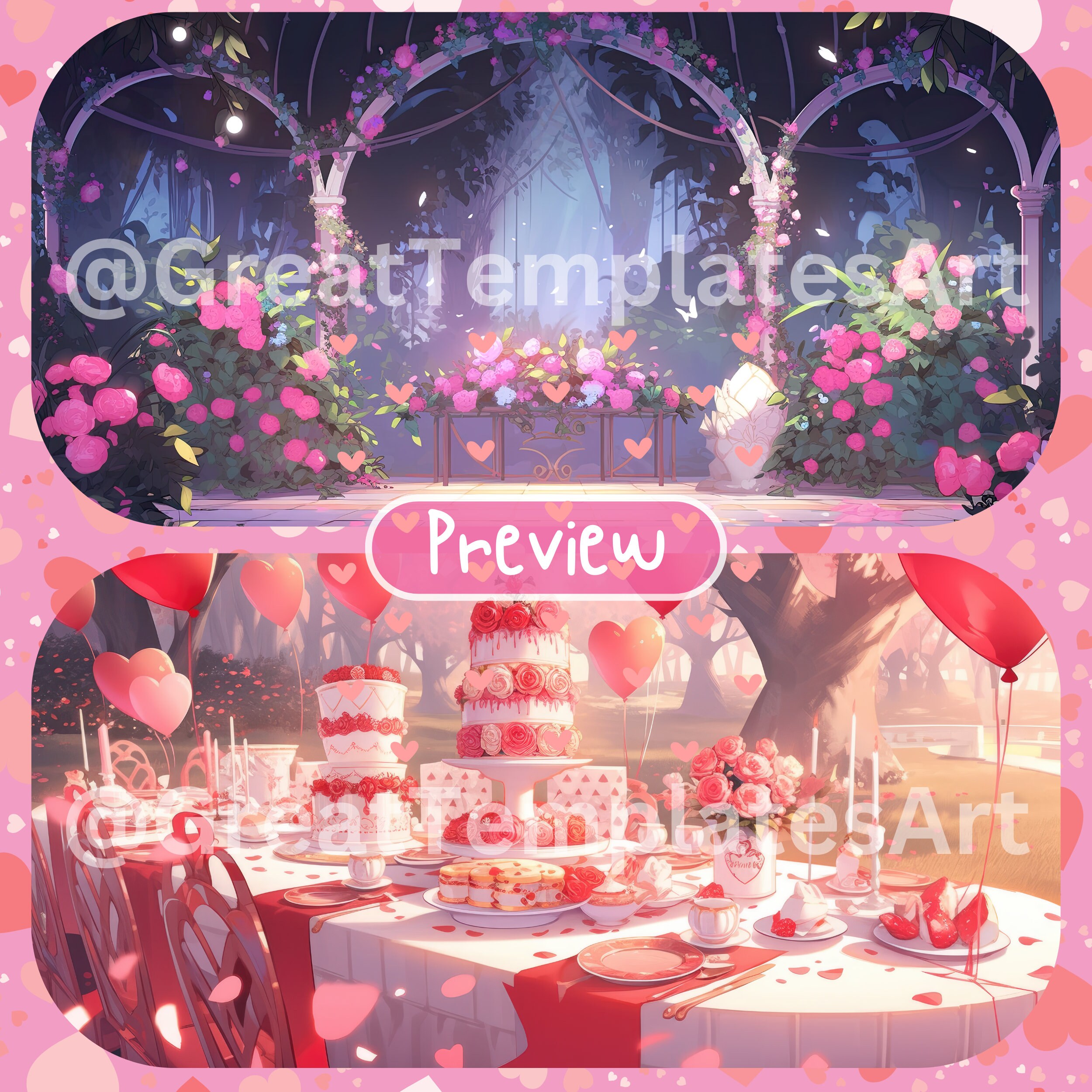 Valentine Day Vtuber Background 100x Virtual Background Stream Asset ...