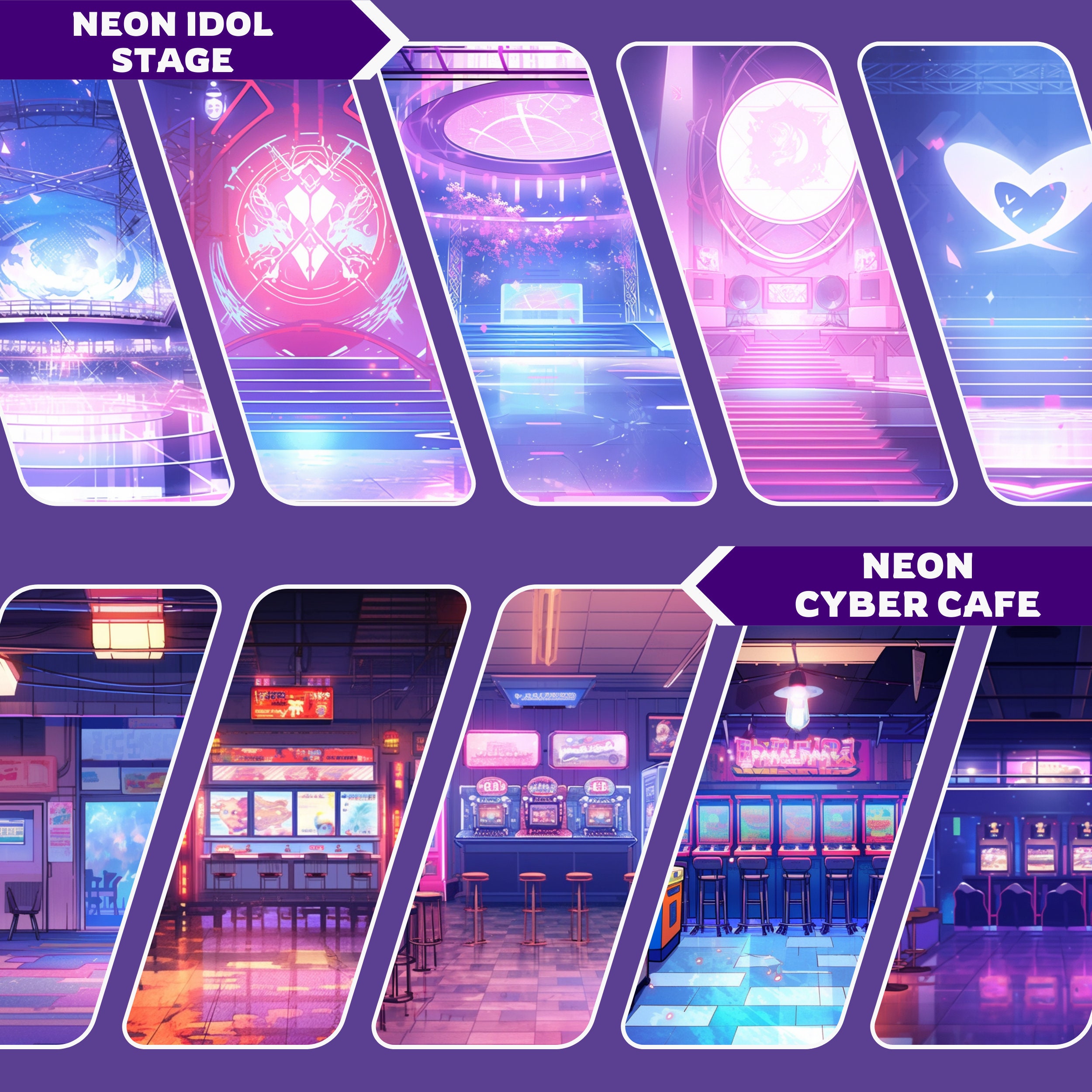 Neon Vtuber Backgrounds Zoom Background Stream Assets Lofi Background ...