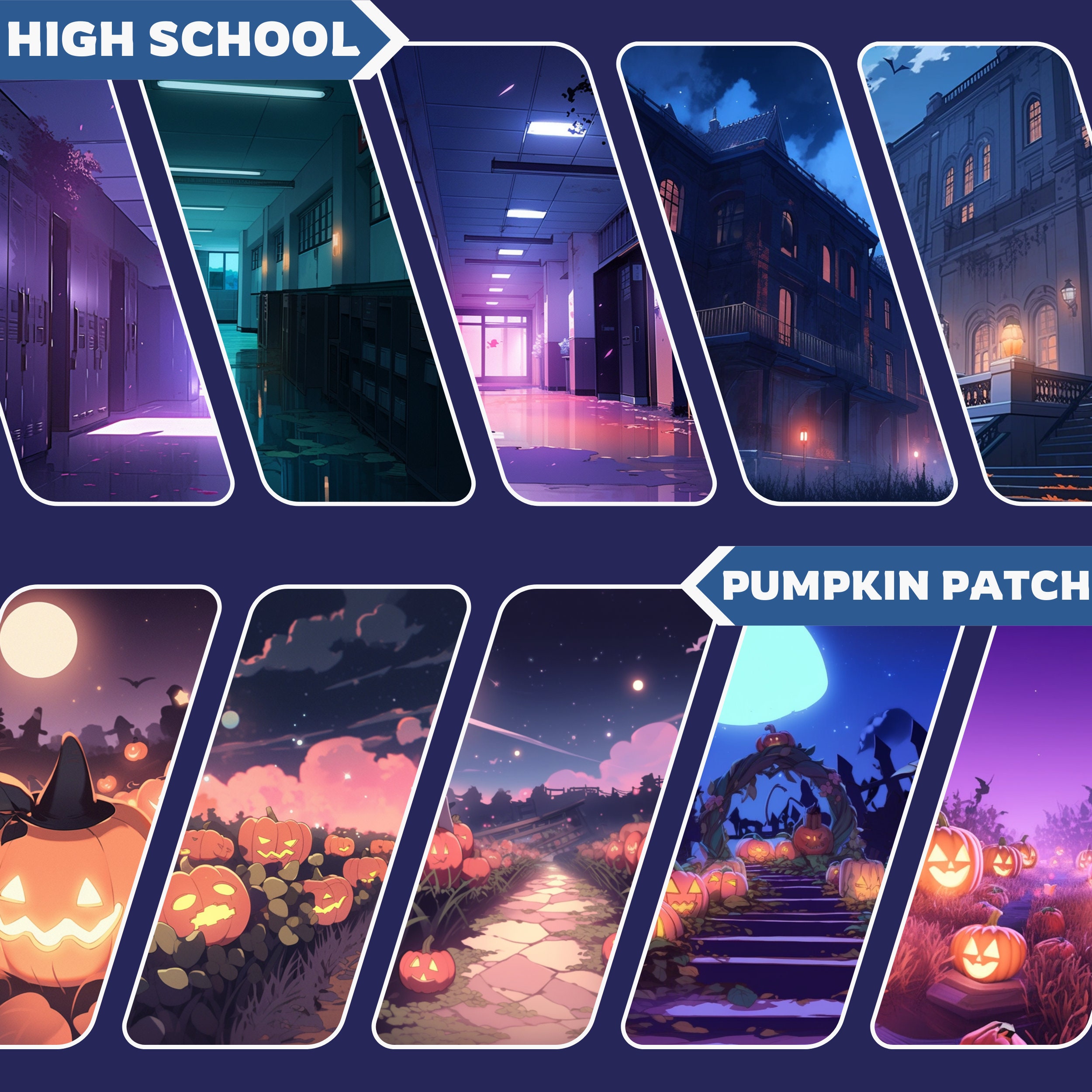 50x Spooky Halloween: Vtuber Backgrounds , Stream Assets for Twitch and ...