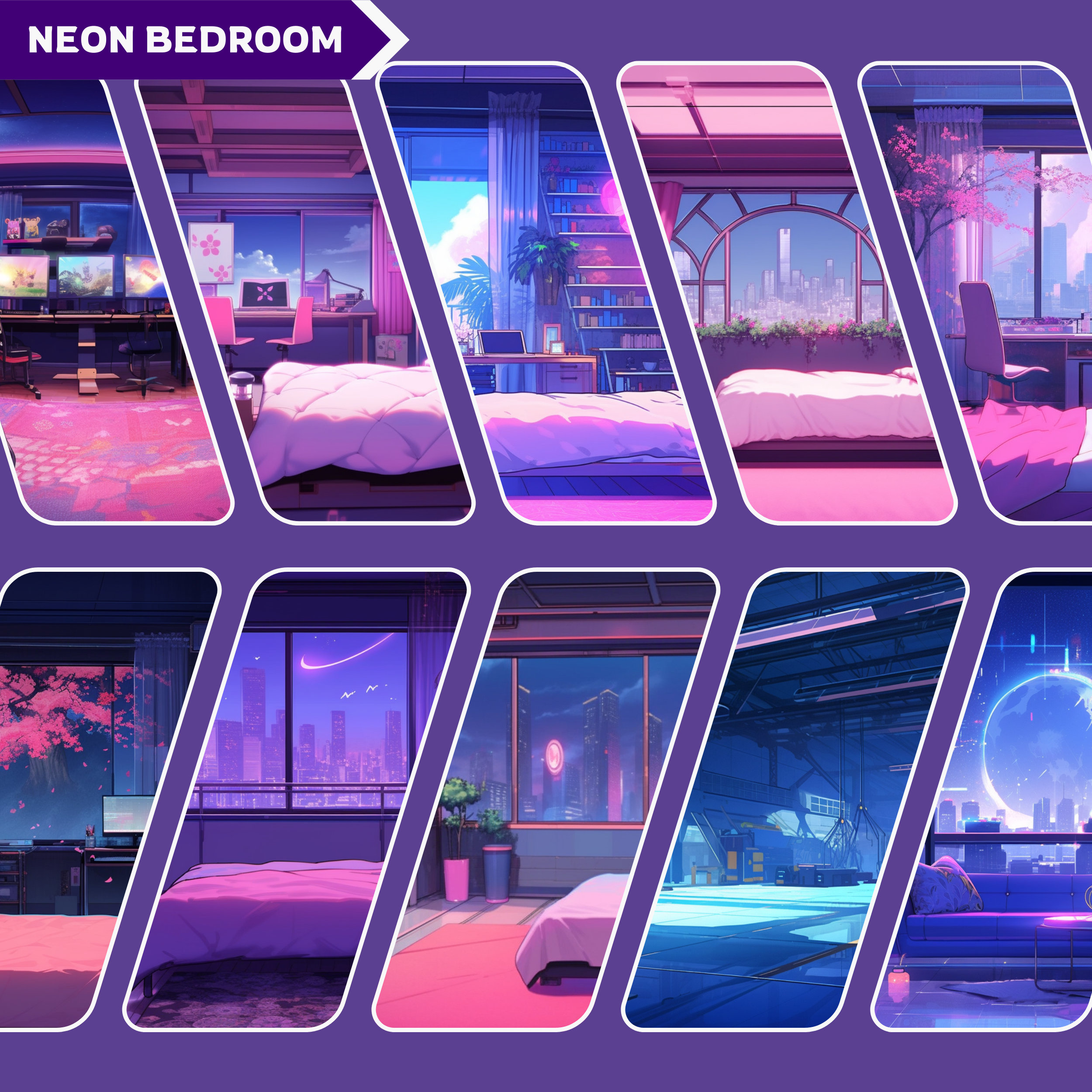 Neon Vtuber Backgrounds Zoom Background Stream Assets Lofi Background ...