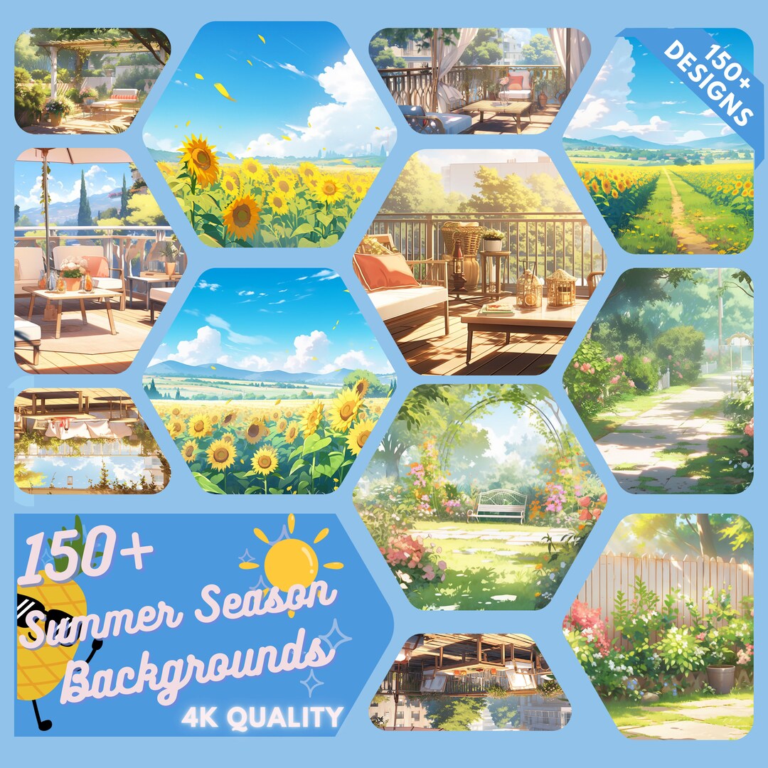150 Summer Vtuber Backgrounds: Lofi Twitch & Zoom Overlays (PNG) - Etsy