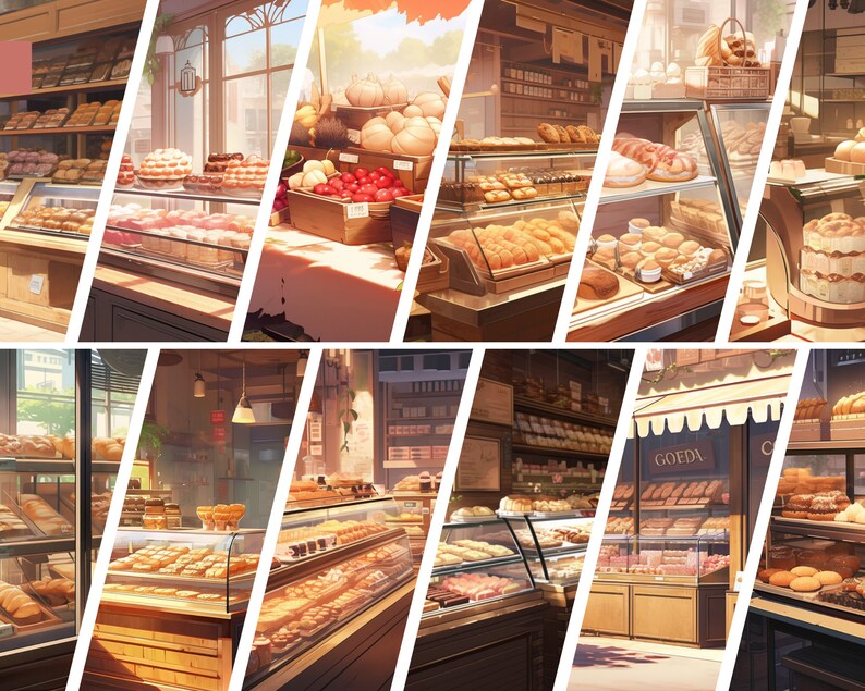 50x Anime Bakery Vtuber Backgrounds: Twitch Stream Overlay (digital ...