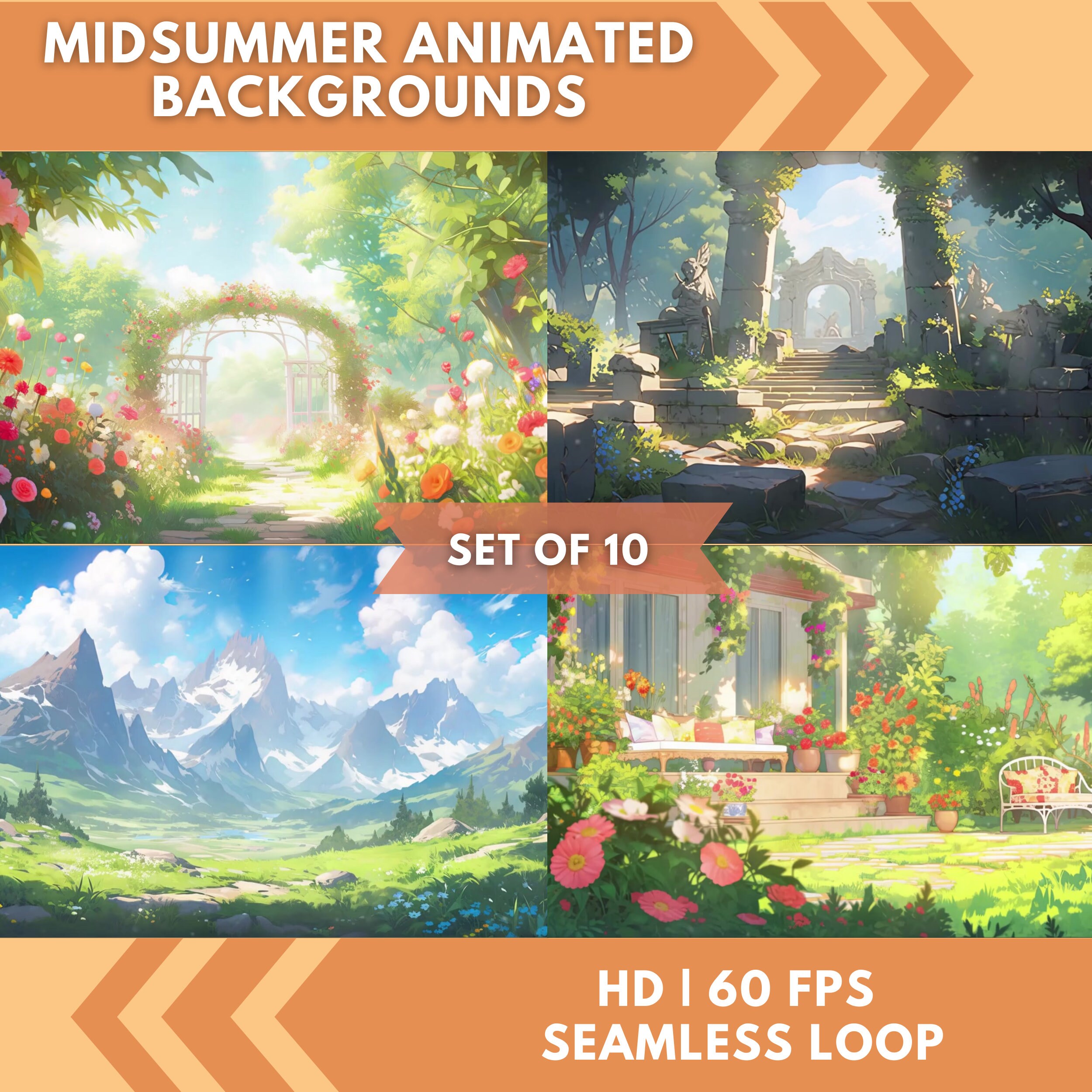 Mid-summer Cute Vtuber Background, Animated Background, Vtuber Chairs ...
