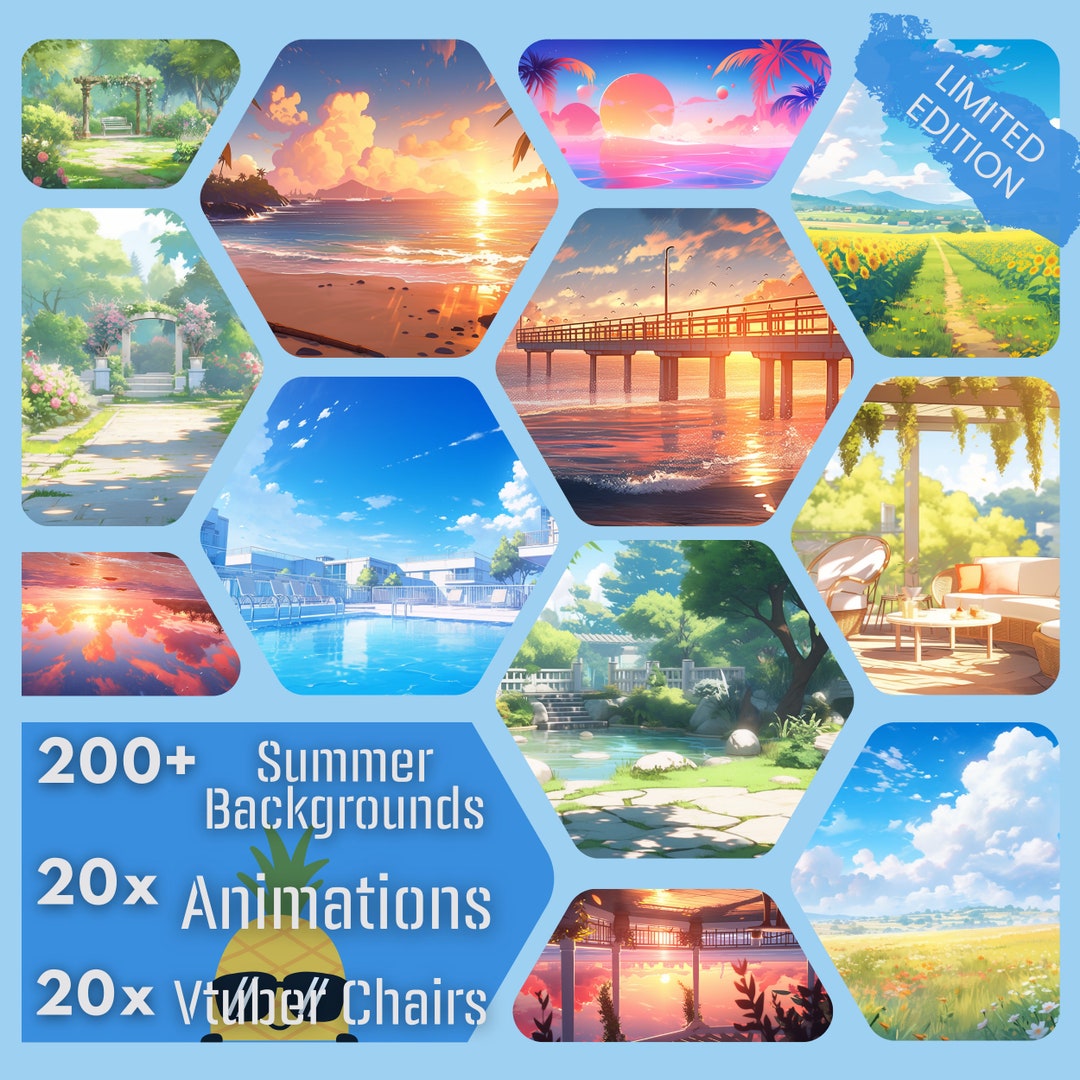 Summer Vtuber Backgrounds: 200+ Animated Scenes & Chairs (mega Pack) - Etsy