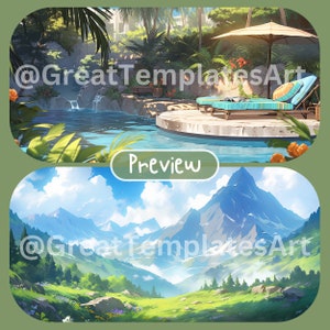 Mid-summer Vtuber Backgrounds: Twitch Stream Overlay (PNG Digital ...