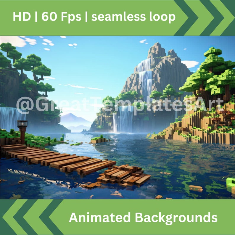 8x Animated Twitch Screens Minecraft Twitch Overlay Stream Overlay ...