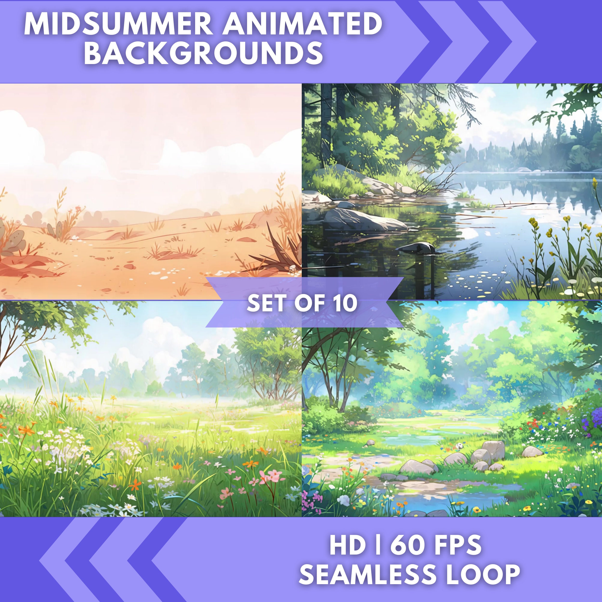 Mega Pack Mid-summer , Vtuber Background, Vtuber Animated Backgrounds ...