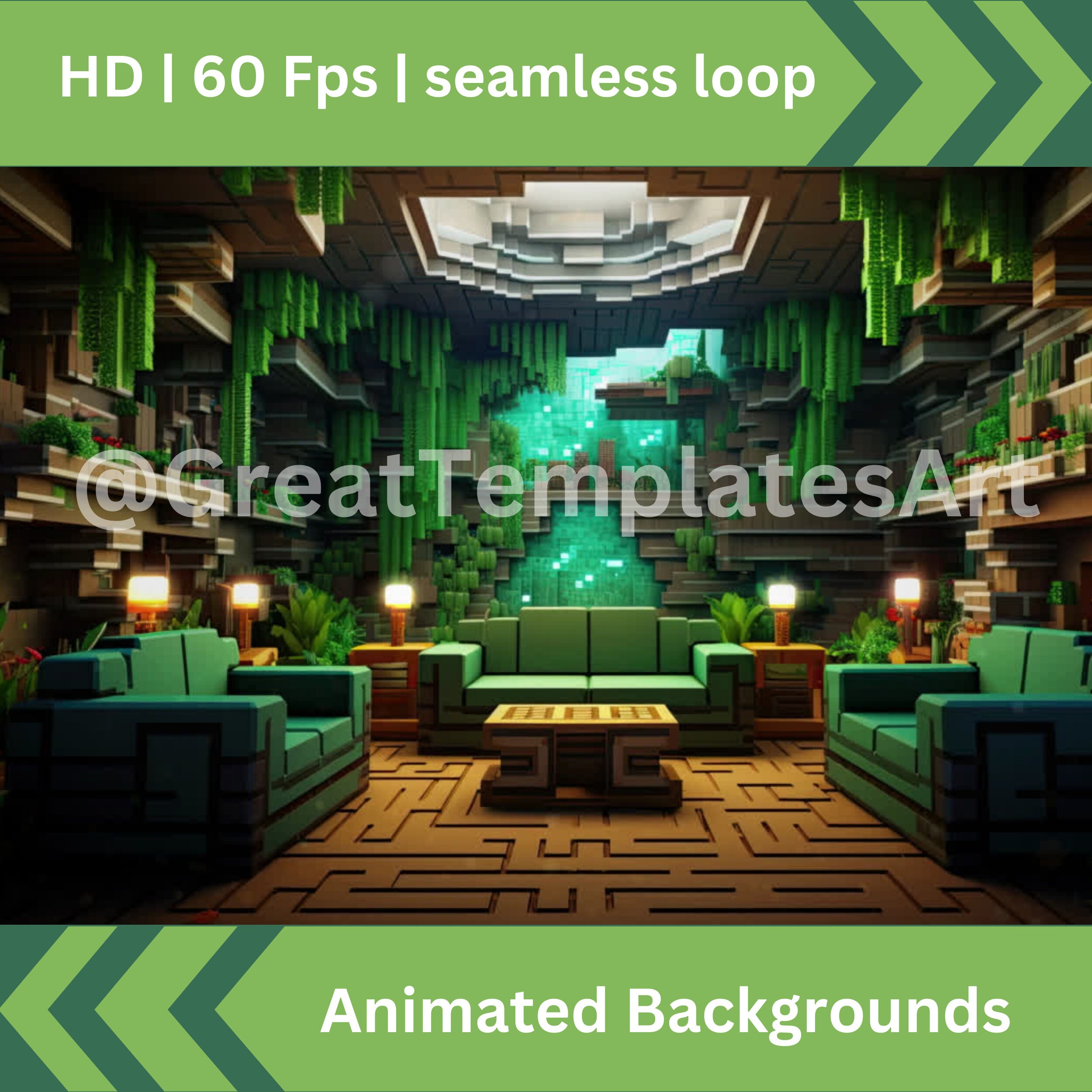 8x Animated Twitch Screens Minecraft Twitch Overlay Stream Overlay ...