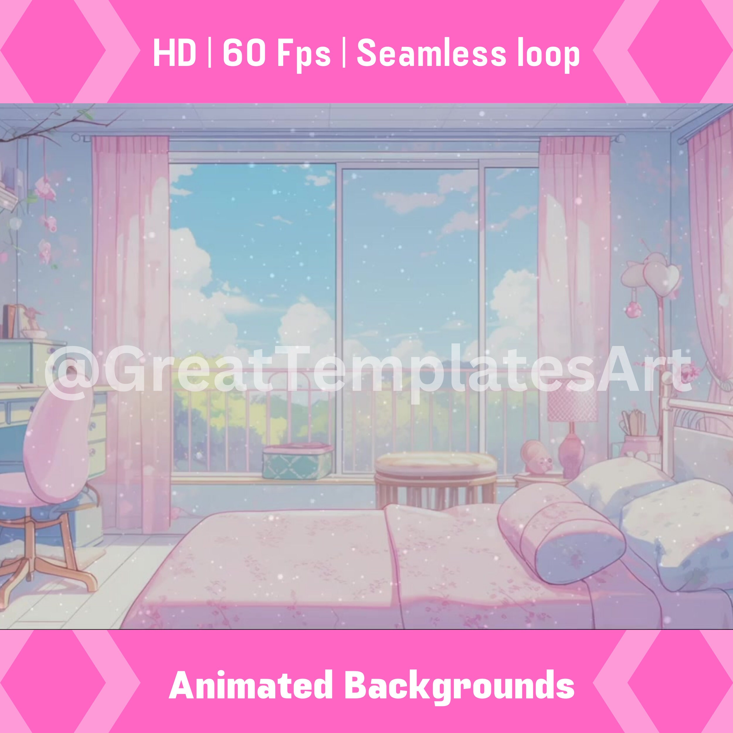 Lofi Anime Animated Backgrounds: Cozy Bedroom & Balcony Loops (digital ...