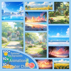 Summer Vtuber Stream Pack: Animated Backgrounds & Chairs - Etsy