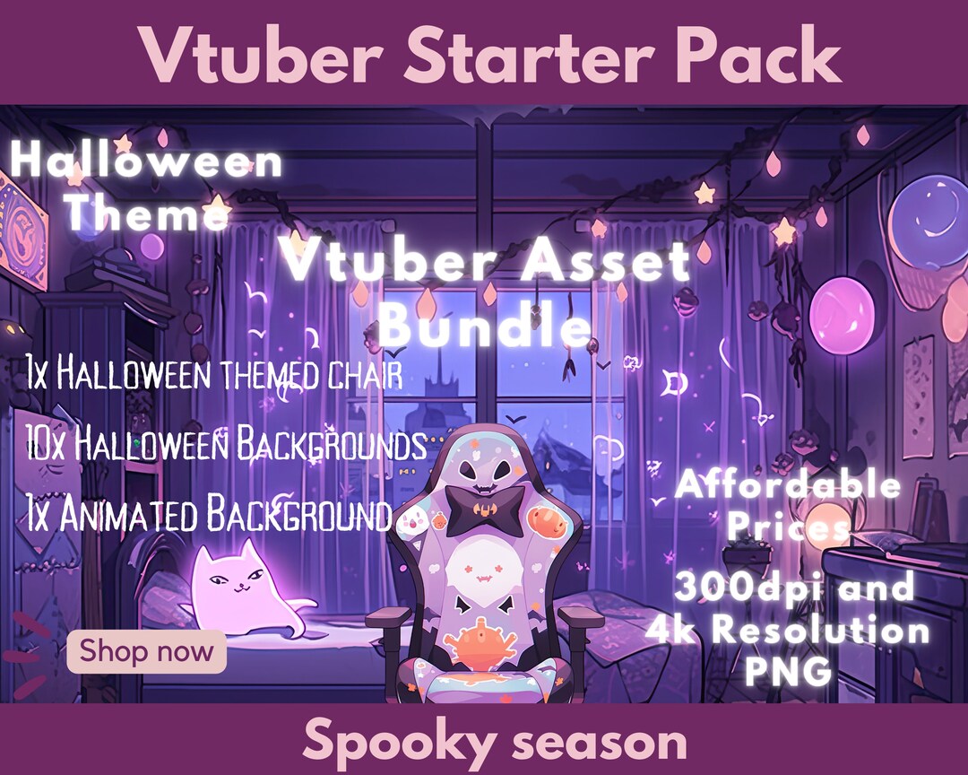 Vtuber Halloween Starter Pack — 10x High-res Backgrounds + Gaming Chair ...
