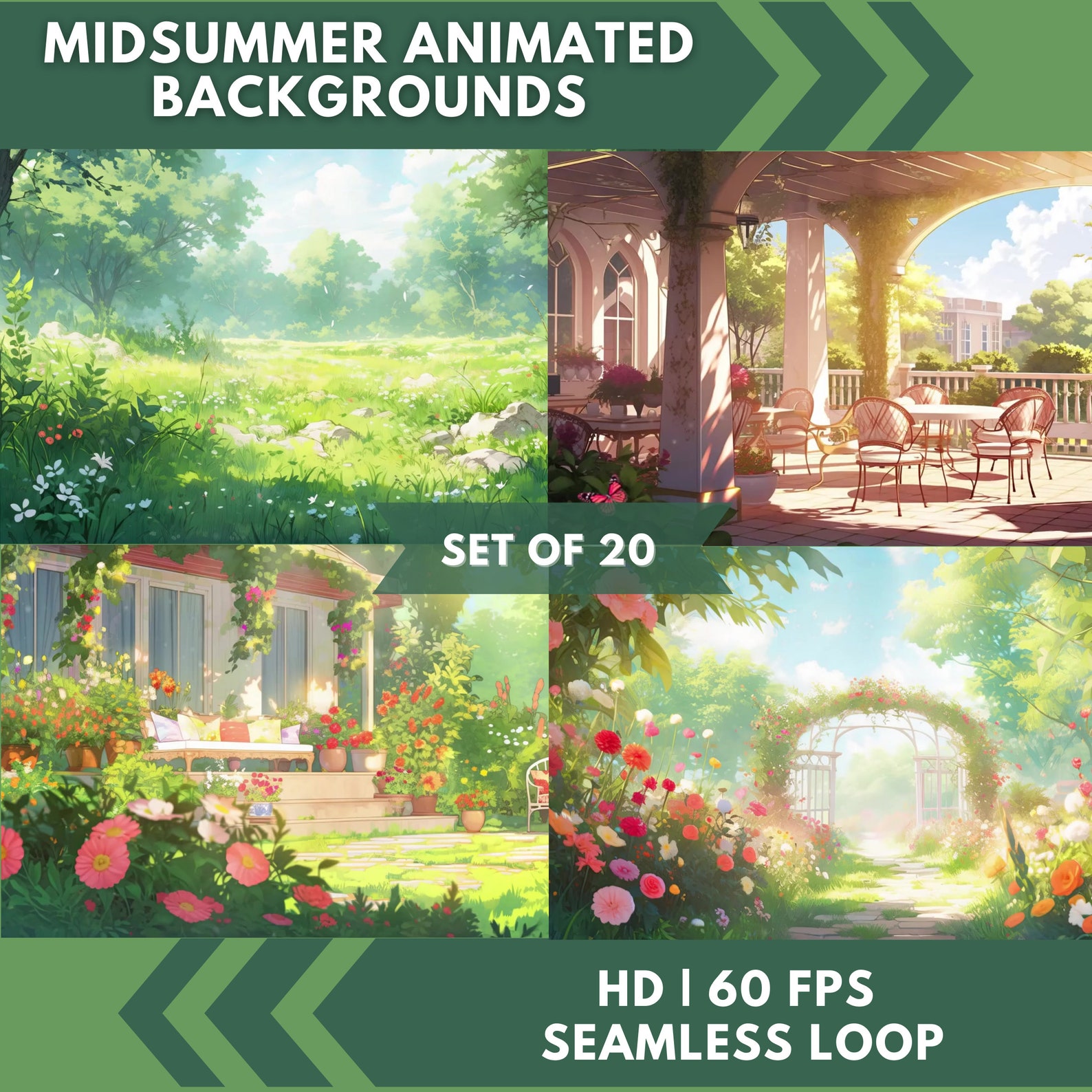 Mega Pack 200x Midsummer Backgrounds Vtuber Stream Package Twitch Background Vtuber Gaming Chair ...