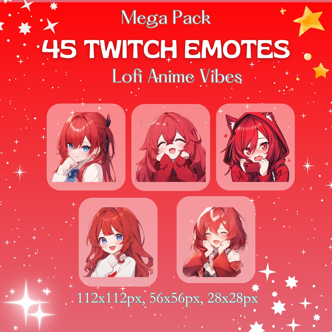 Mega Pack 45 Animated Twitch Emotes Red Hair Animated Twitch Emotes ...