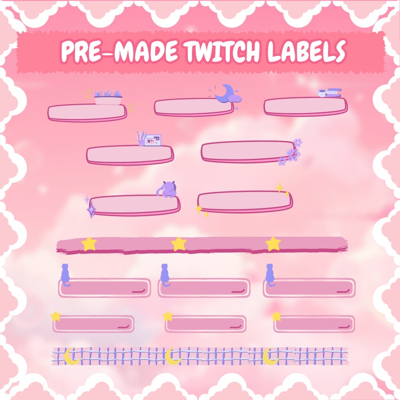 Lo-fi Pink Twitch Overlay, Cozy Twitch Overlay Package , Animated ...