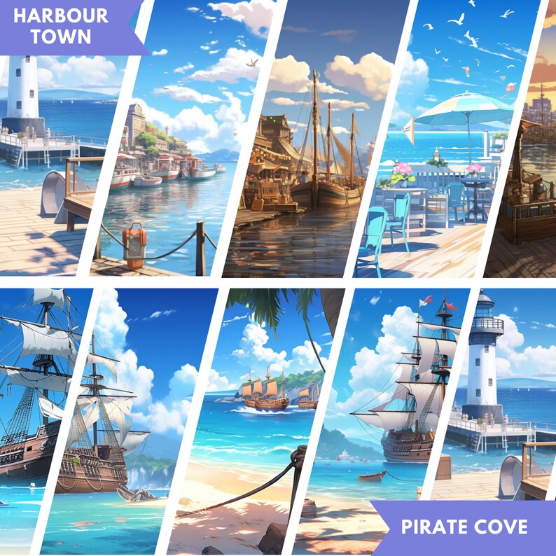 Twitch Background Ocean Theme Vtuber Overlay for Twitch Stream Overlay ...