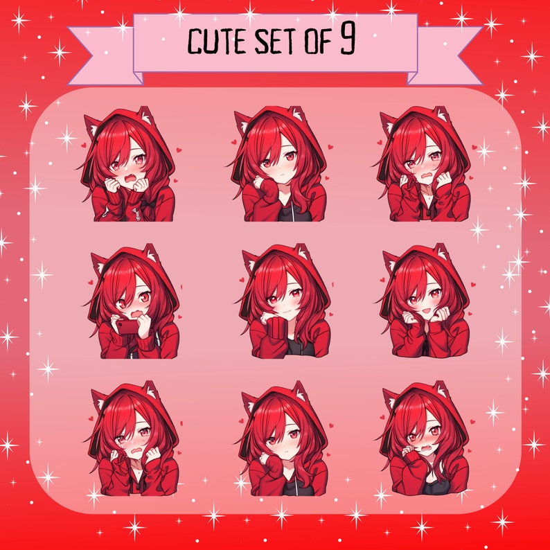 Mega Pack 45 Animated Twitch Emotes Red Hair Animated Twitch Emotes ...