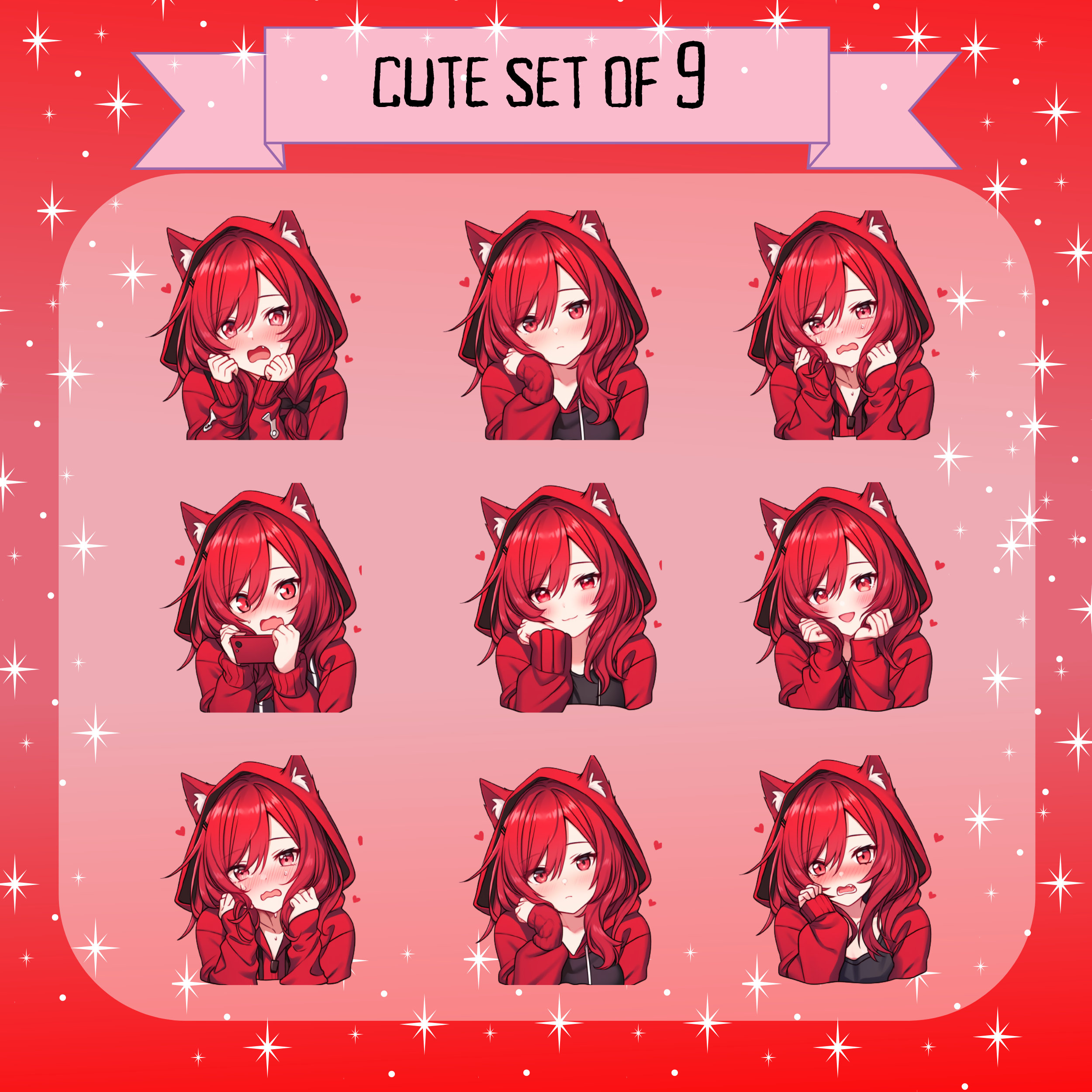 Mega Pack 45 Animated Twitch Emotes Red Hair Animated Twitch Emotes ...