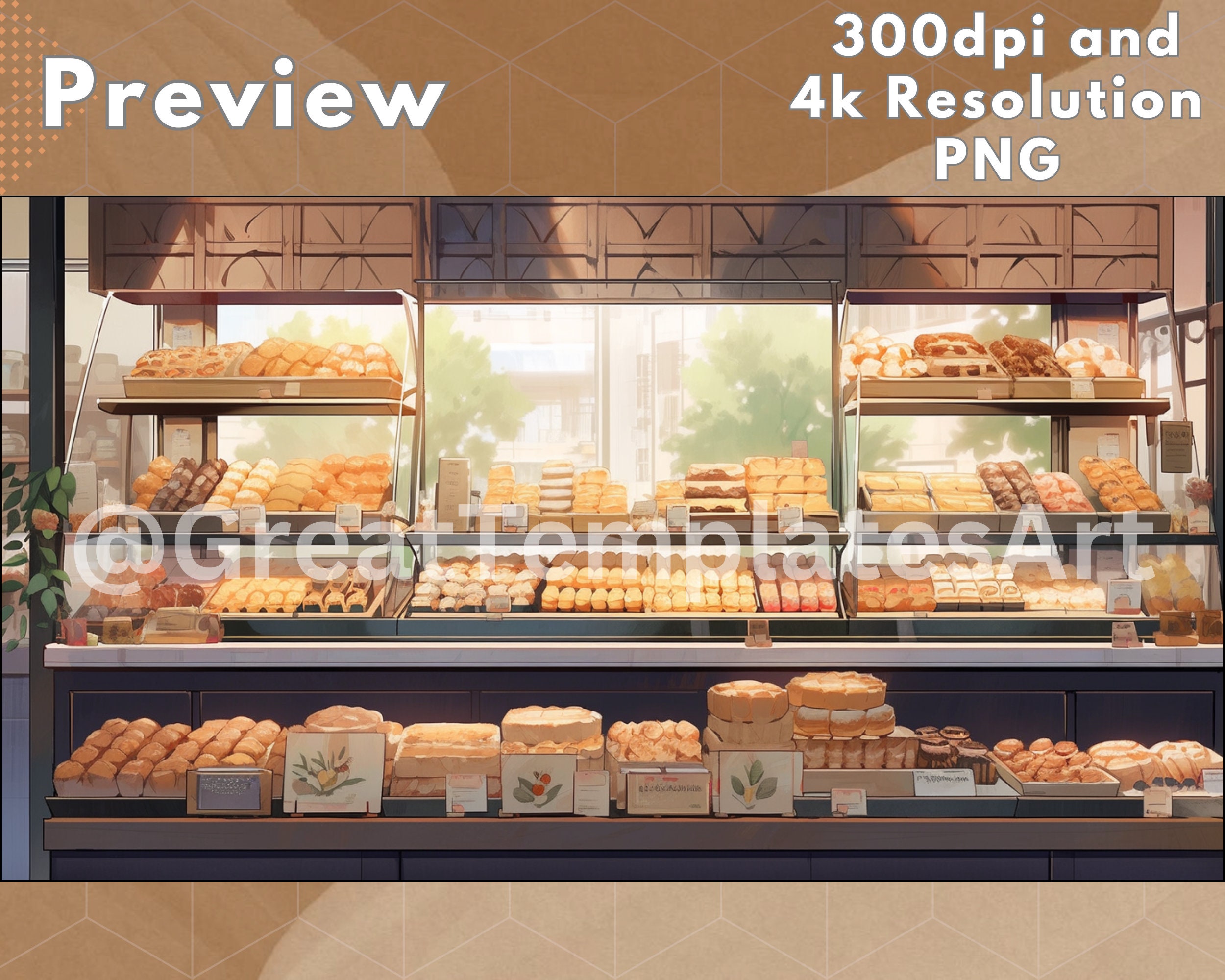 50x Anime Bakery Vtuber Backgrounds: Twitch Stream Overlay (digital ...