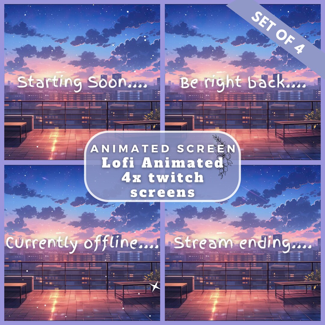 4x Animated Twitch Screens Twitch Overlay Stream Overlay Animated Twitch Stream Package Vtuber ...