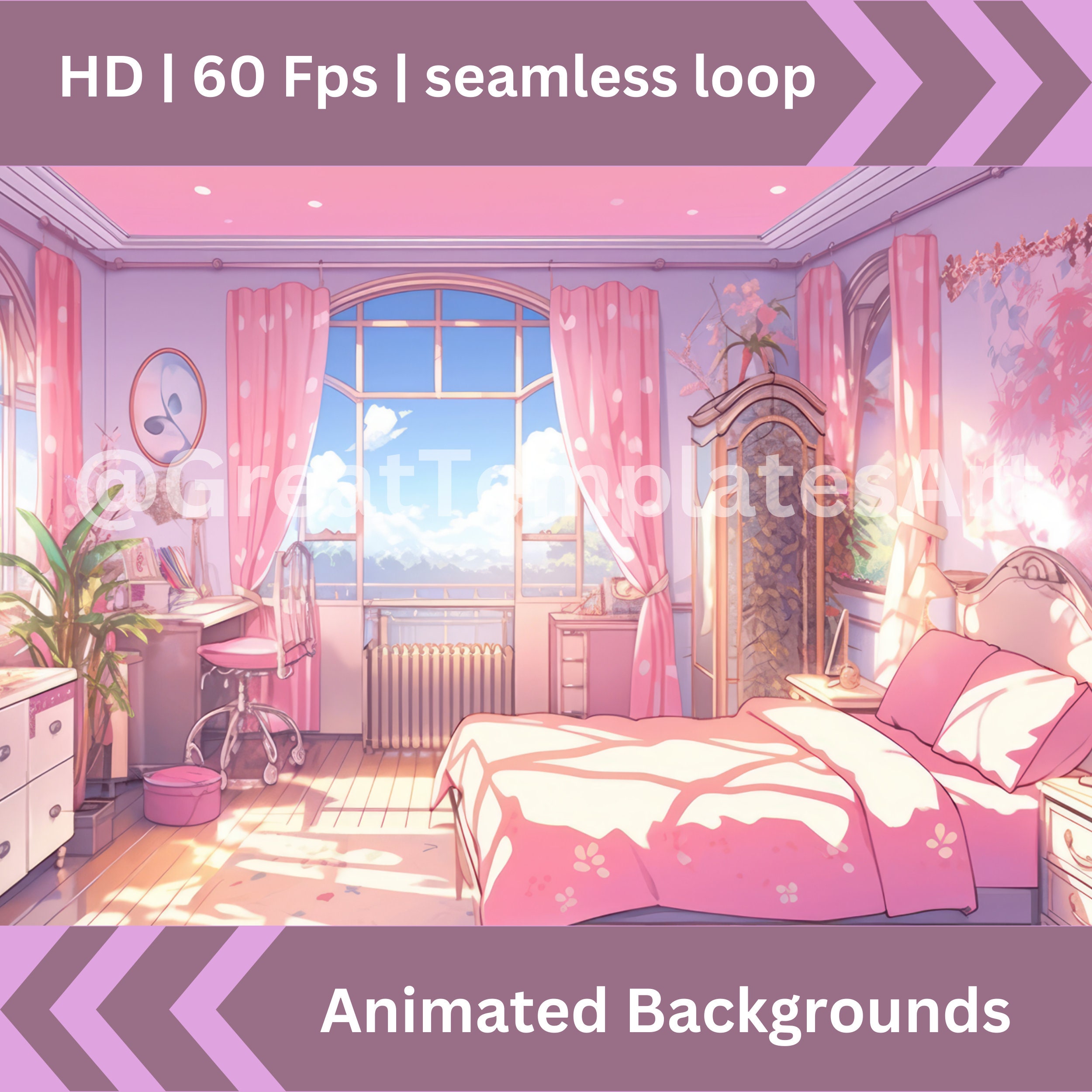 Set of 4 ANIMATED Background Vtuber Anime Lo-fi Bundle Vtuber ...
