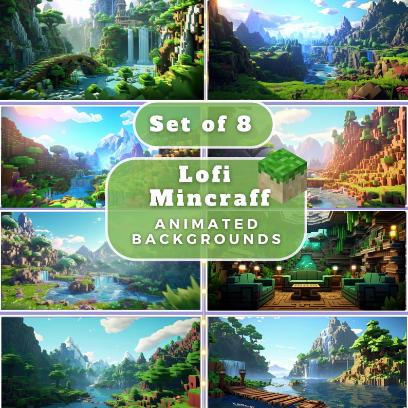 8x Animated Twitch Screens Minecraft Twitch Overlay Stream Overlay ...