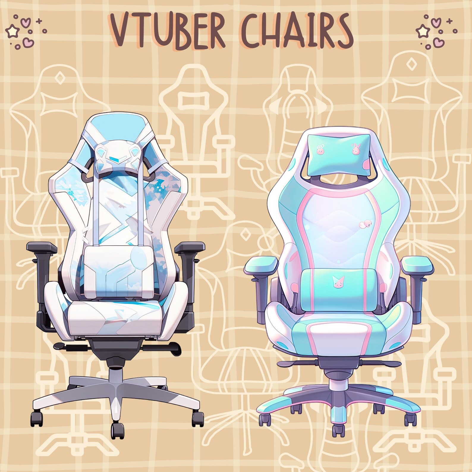 Lo-fi Animated Vtuber Stream Package: Backgrounds, Chairs, Overlays - Etsy