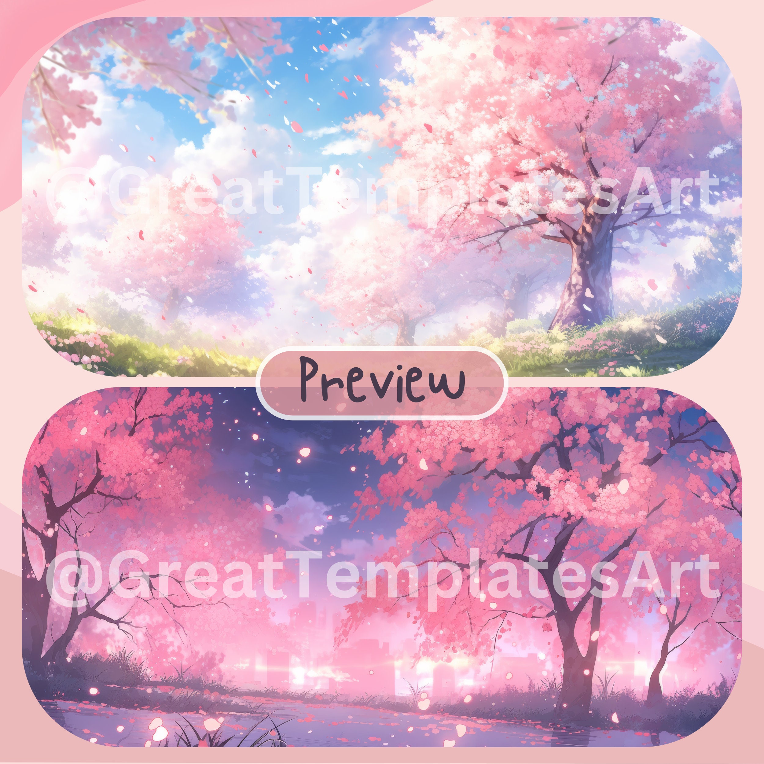 Cherry Blossom Anime Virtual Background Vtuber Background Stream Asset ...