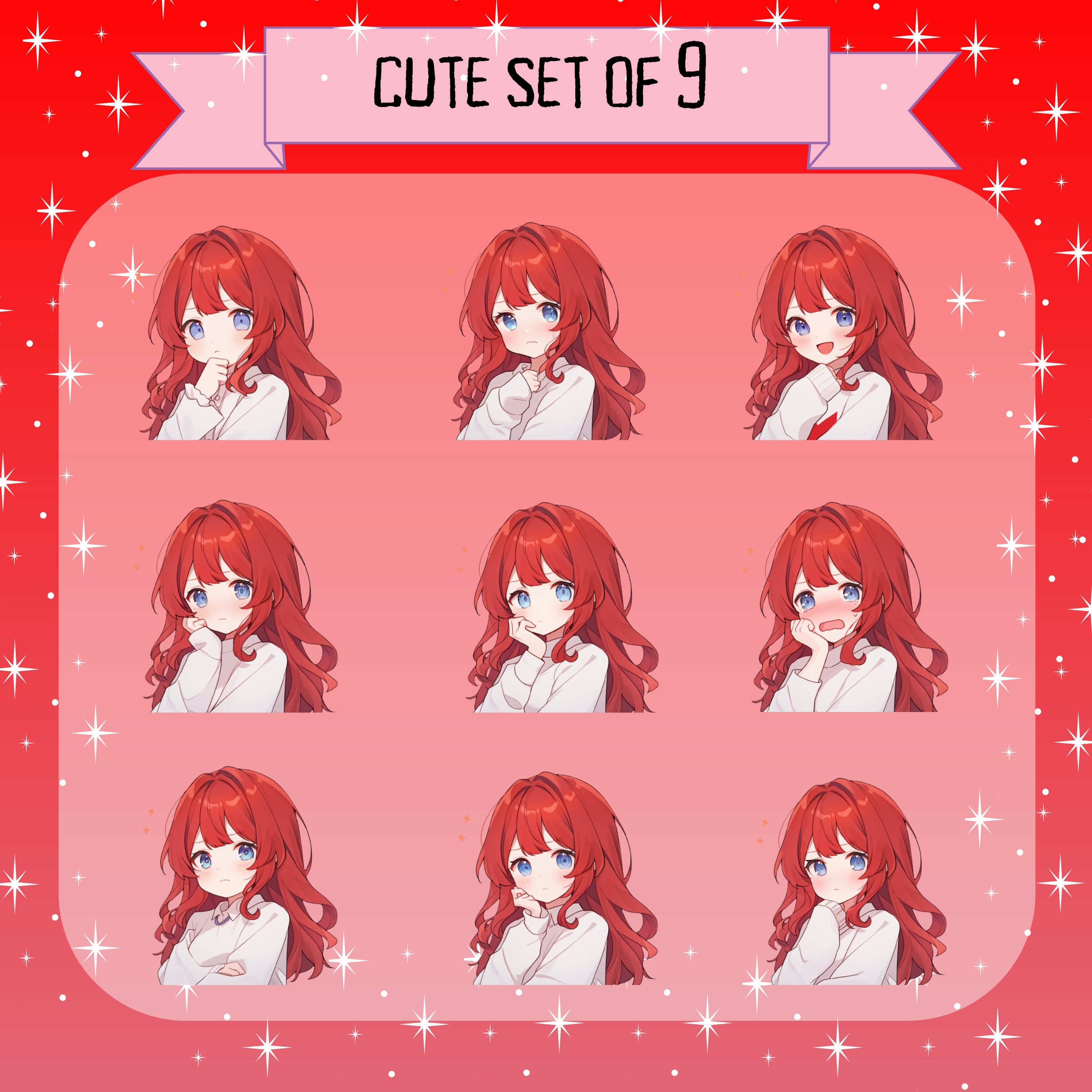 Mega Pack 45 Animated Twitch Emotes Red Hair Animated Twitch Emotes ...