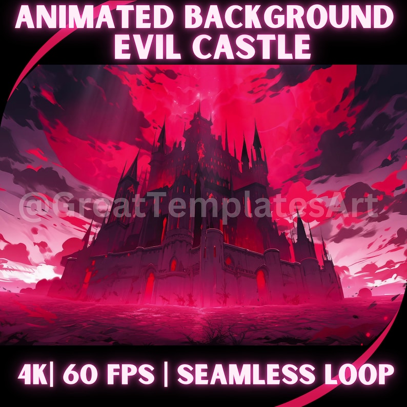 Twitch Animated Background Evil Castle Anime Lo-fi Animated Overlay ...