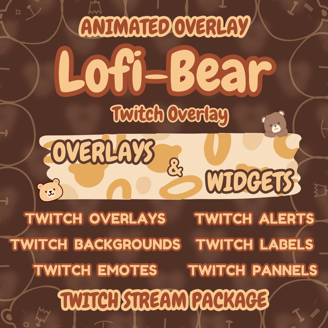Bear Twitch Overlay, Stream Package ,cute Cozy Bear Twitch Overlay ...
