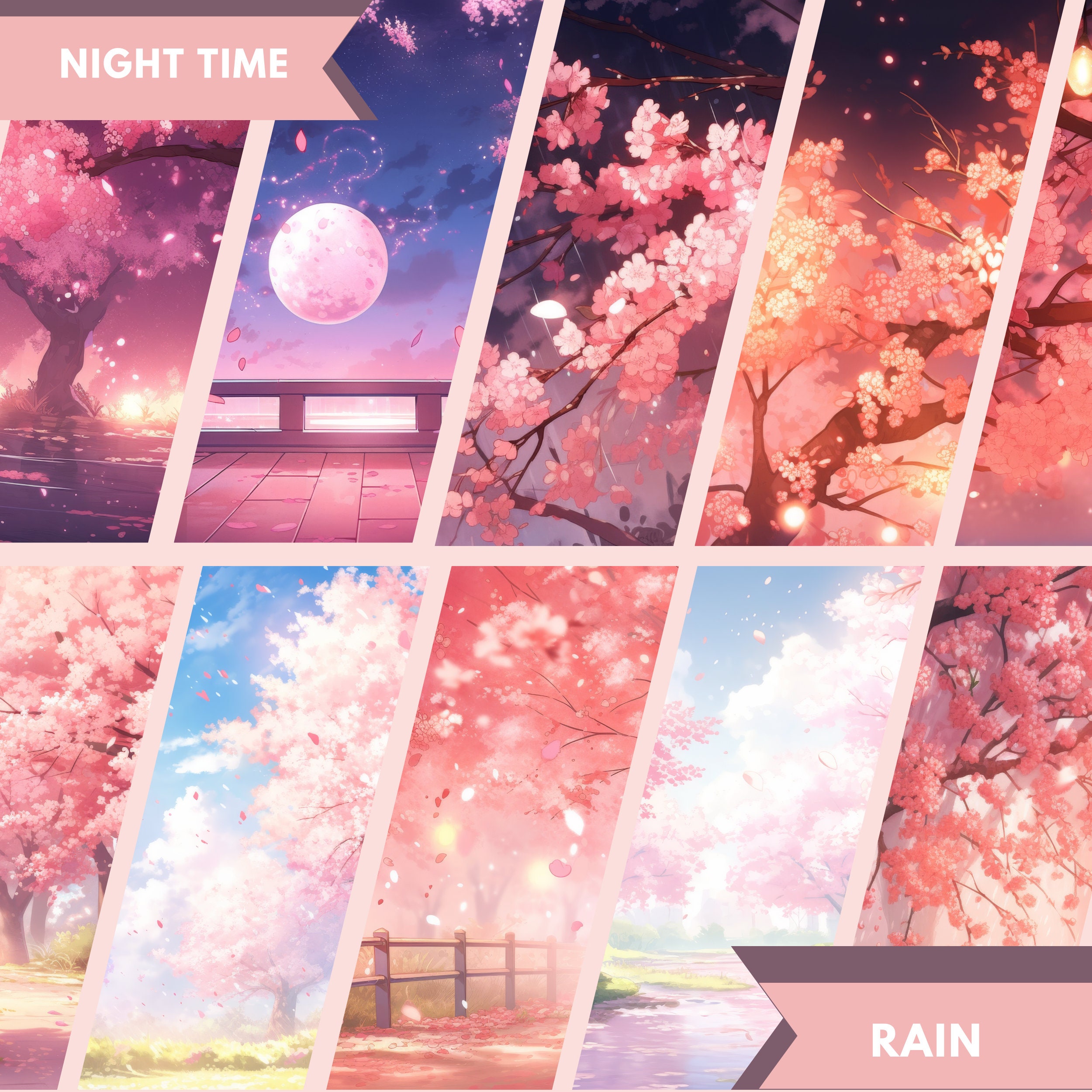 Cherry Blossom Anime Virtual Background Vtuber Background Stream Asset ...