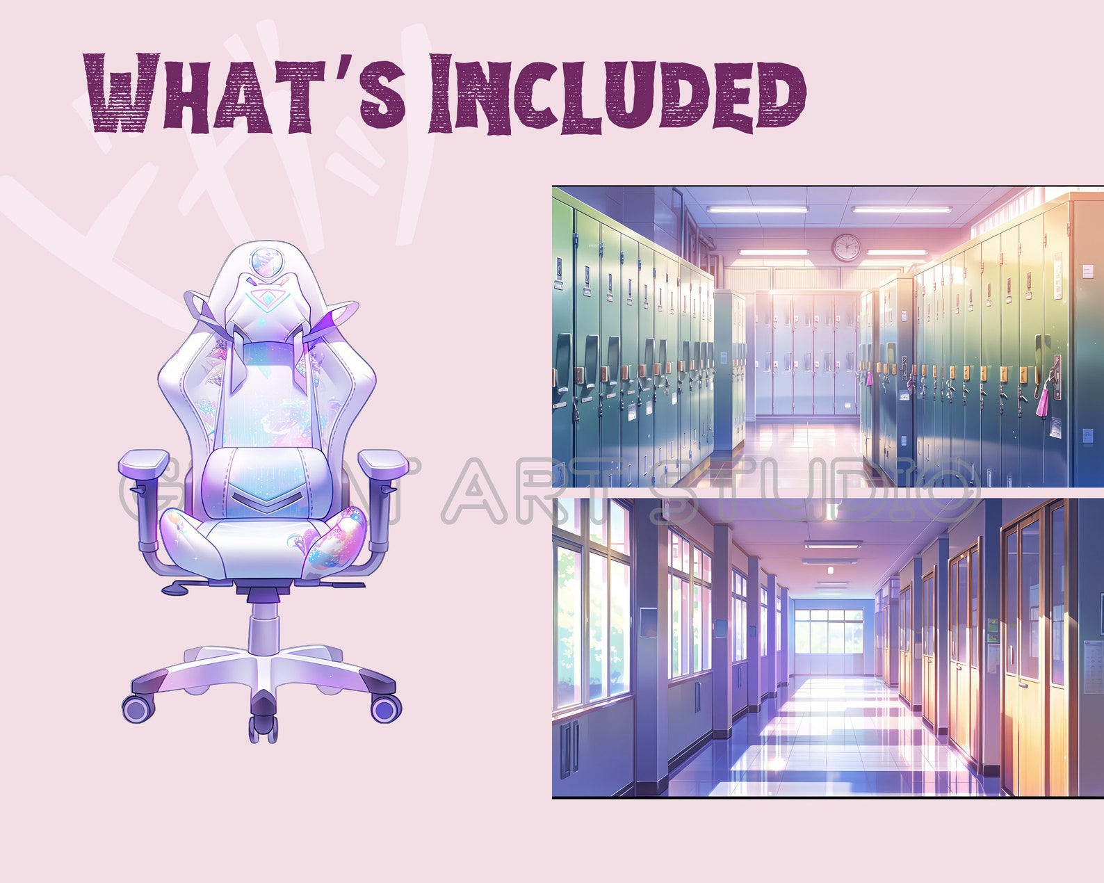 Vtuber Stream Package Vtuber Background Vtuber Gaming Chair Animated ...