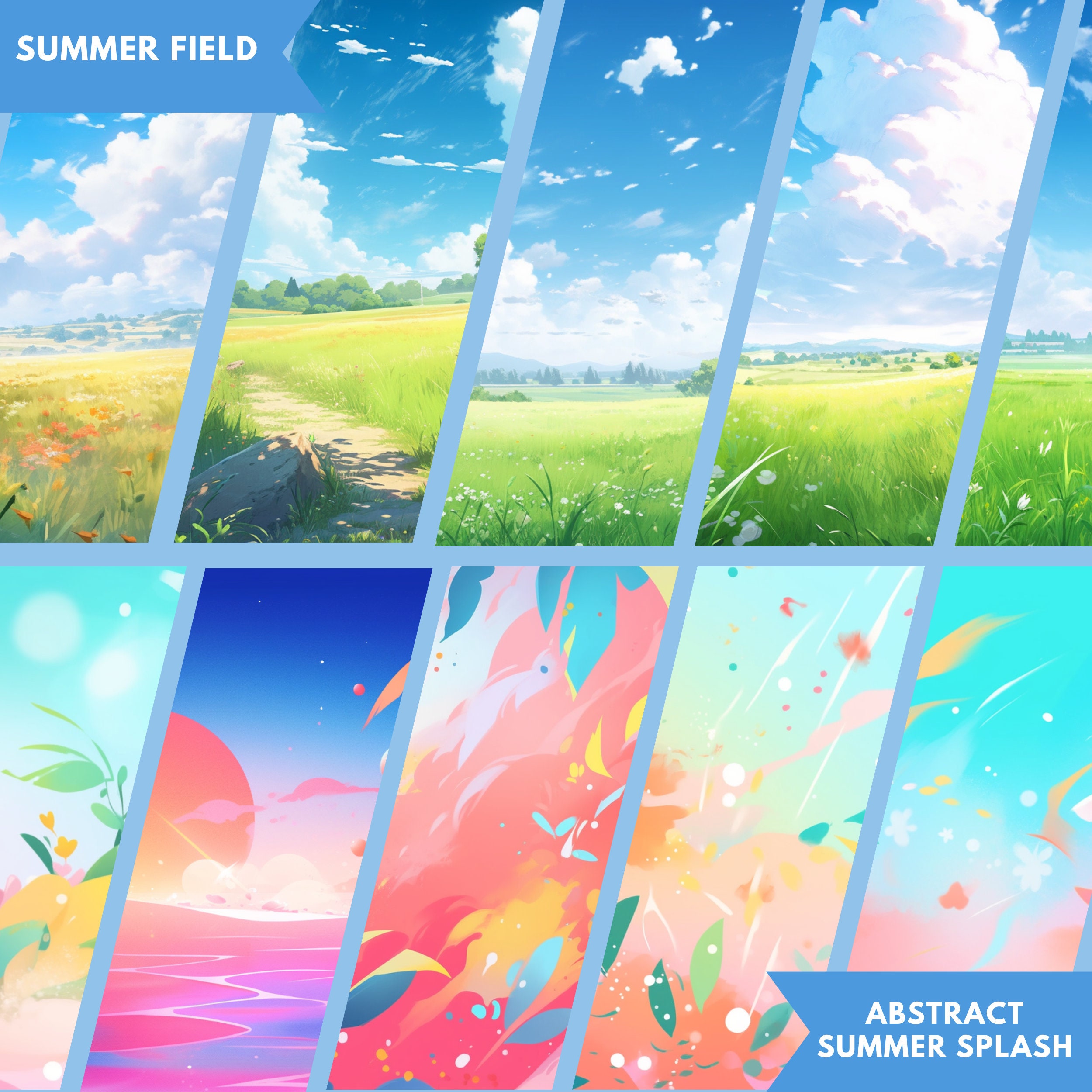 Summer Vtuber Backgrounds: 150+ Twitch Stream Assets (PNG Digital ...