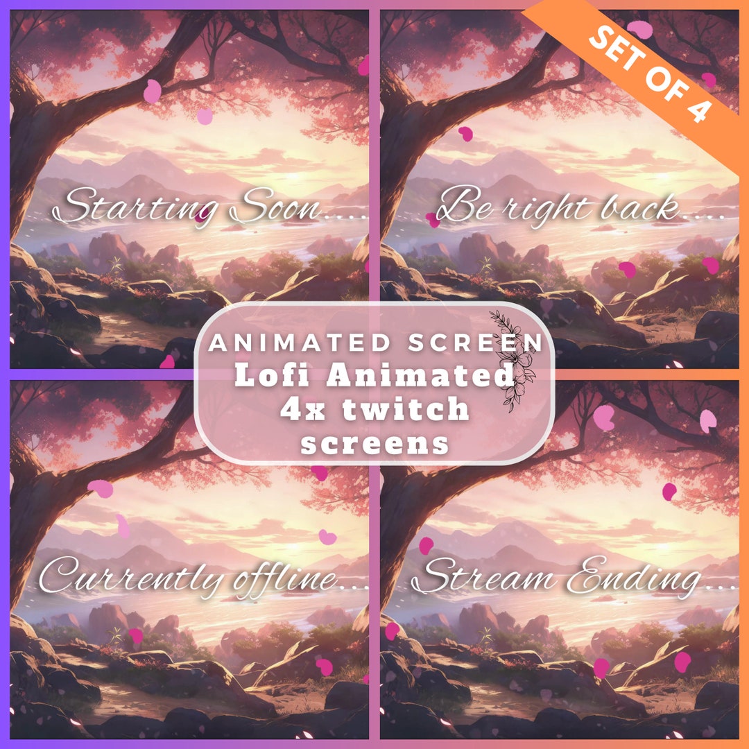 4x Cute Animated Twitch Screens Twitch Overlay Stream Overlay Animated ...