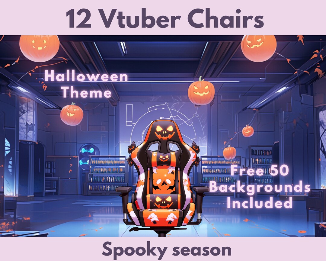 Halloween Vtuber Gaming Chair Set: 12x Chairs + 50 Backgrounds (PNG ...