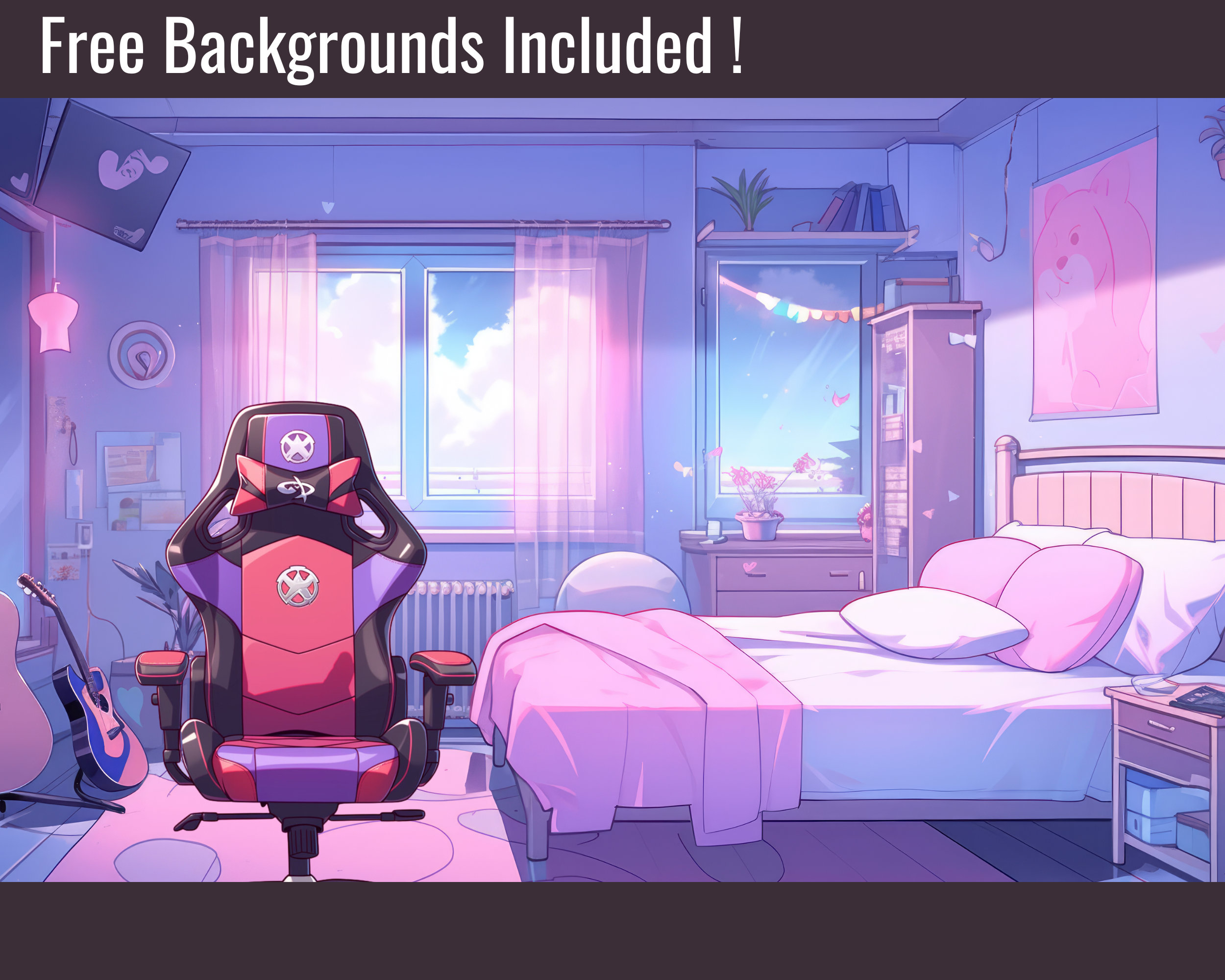 15x Vtuber Stream Package Vtuber Background Vtuber Gaming Chair ...