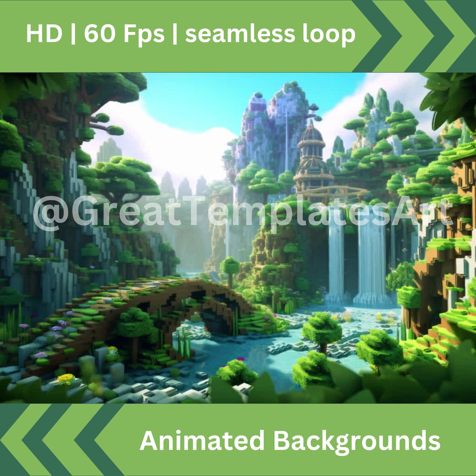 8x Animated Twitch Screens Minecraft Twitch Overlay Stream Overlay ...