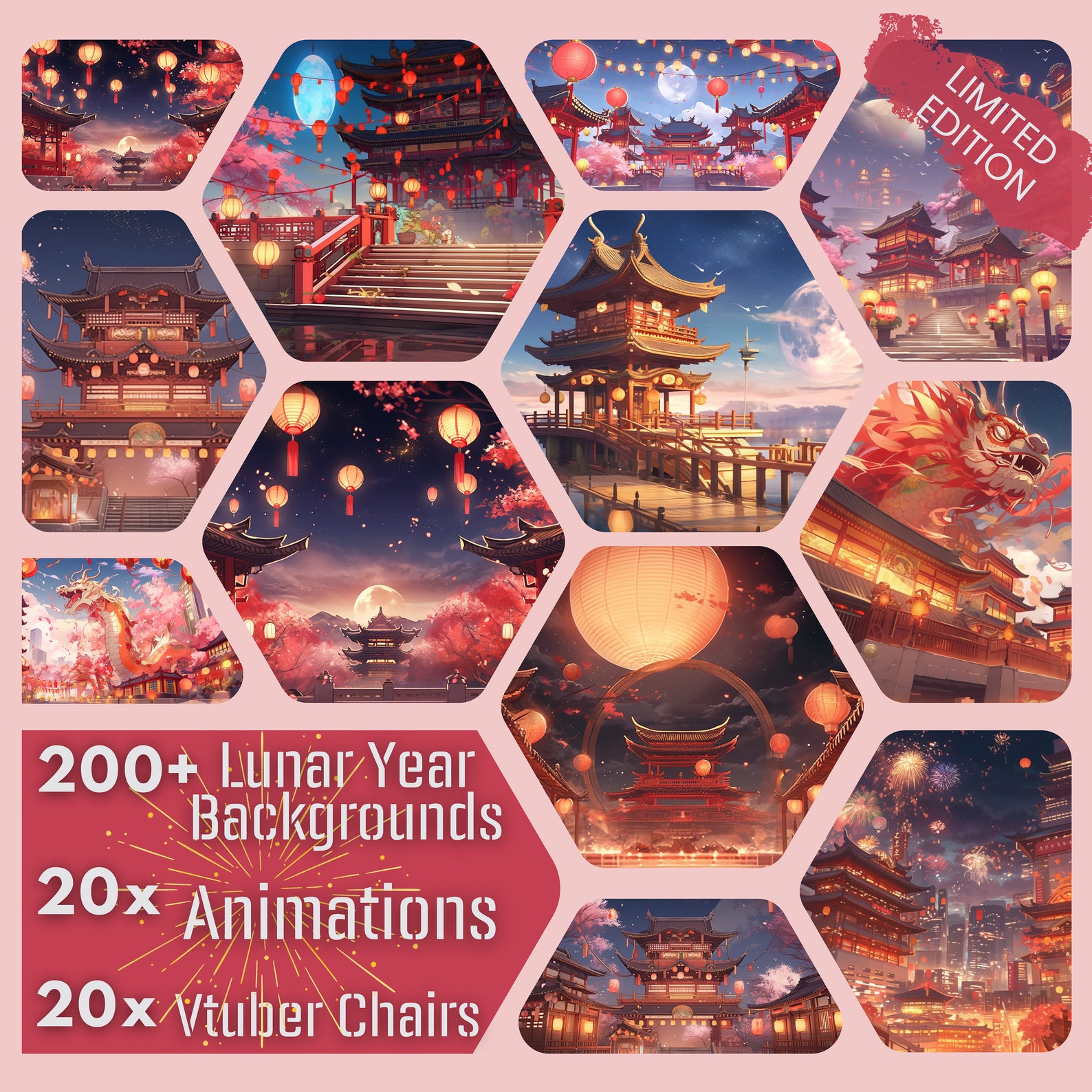Mega Pack 200x Lunar Year Vtuber Stream Backgrounds Package Twitch ...
