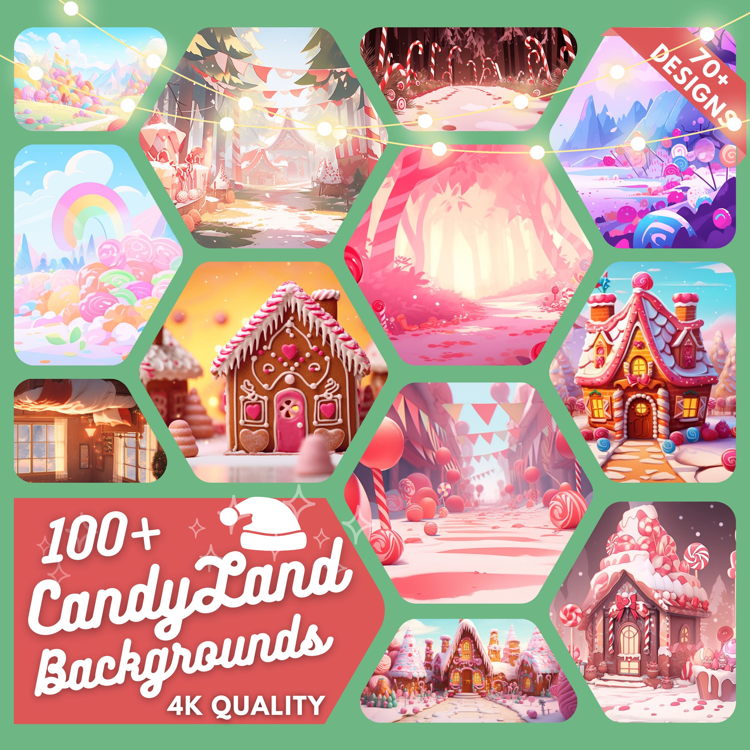 Candy Land Vtuber Background 100x Christmas Virtual Background Stream ...