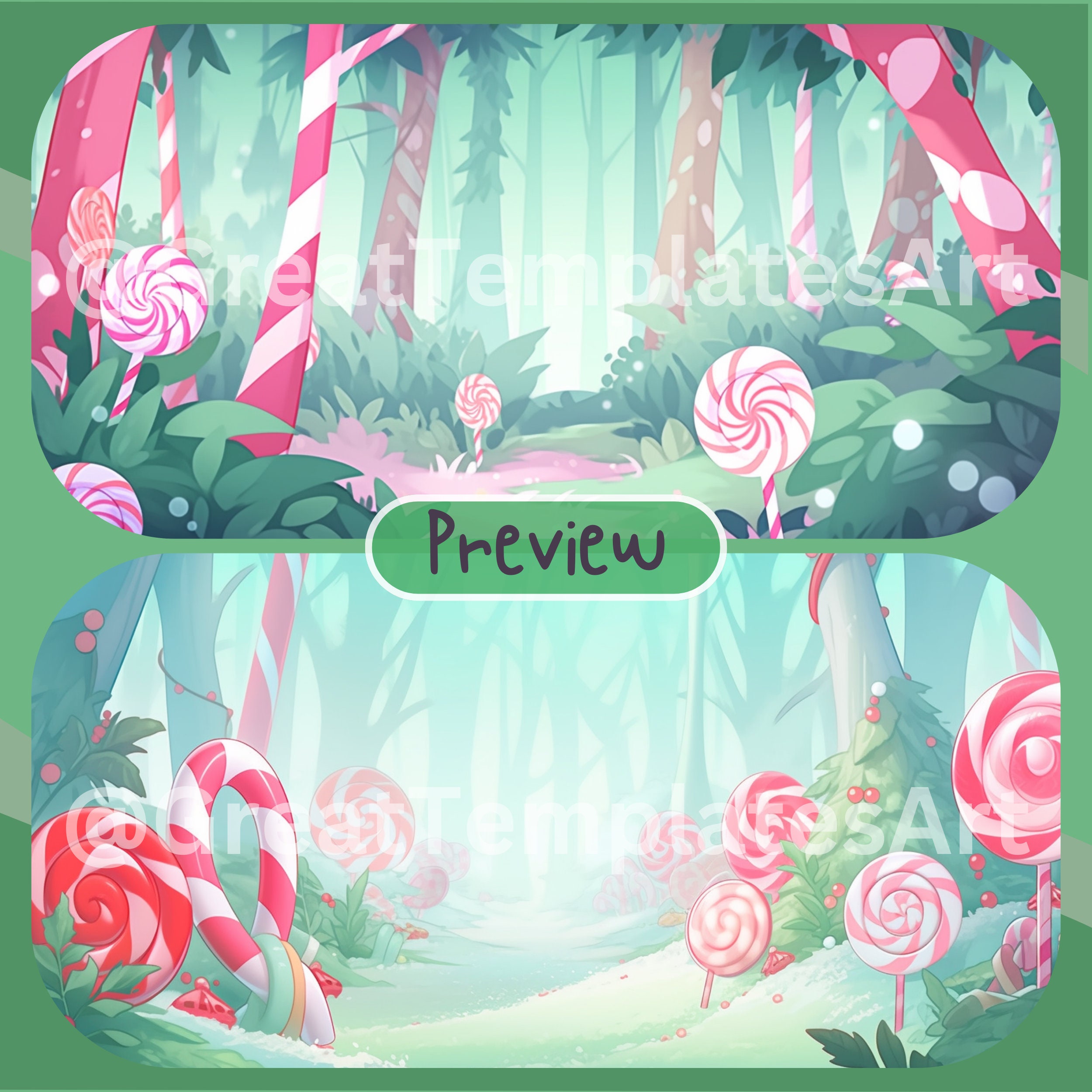 Candy Land Vtuber Background 100x Christmas Virtual Background Stream ...