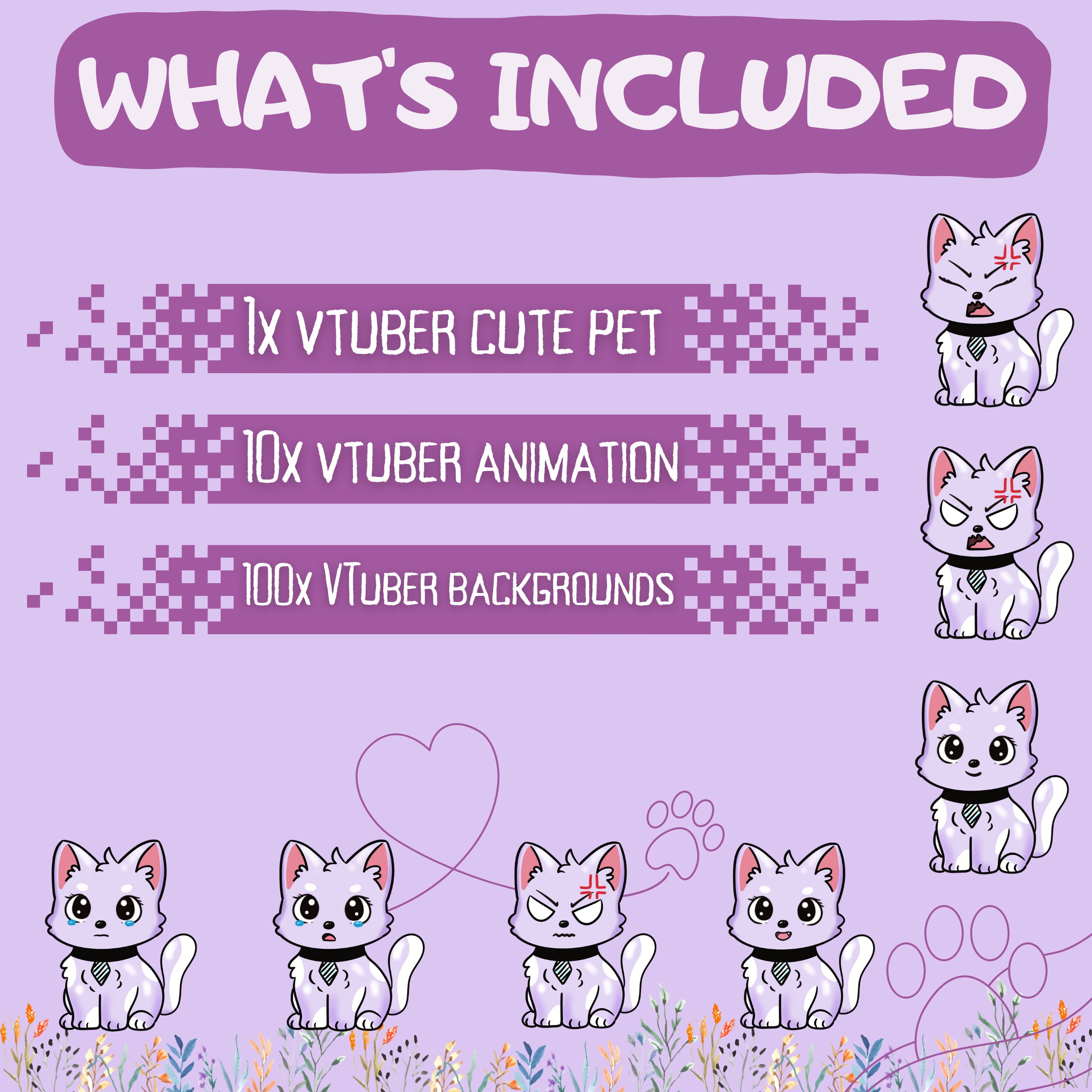 Pngtuber Cute Violet Vtuber Pet Cat Twitch Stream Decoration Vtuber ...