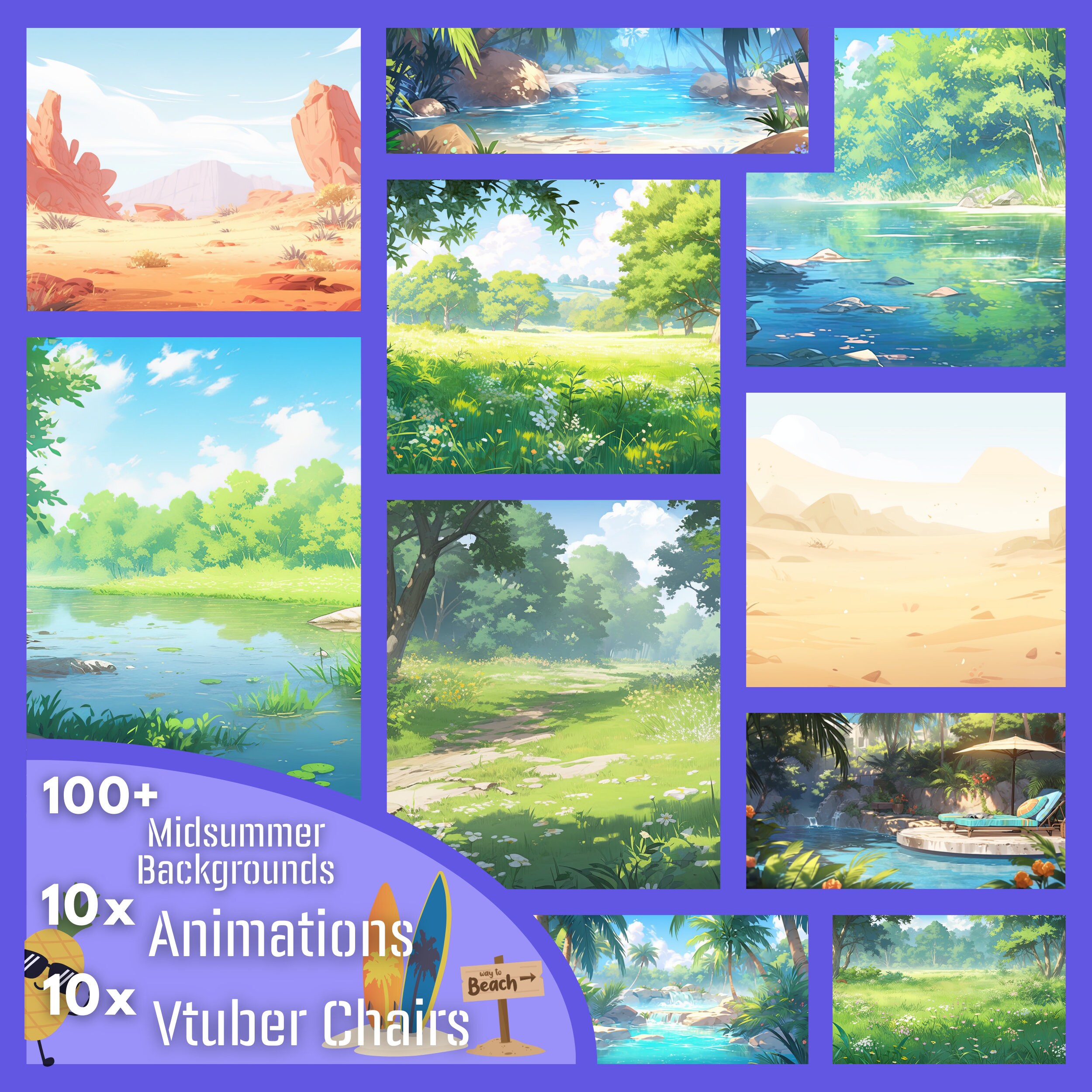 Mega Pack Mid-summer , Vtuber Background, Vtuber Animated Backgrounds ...