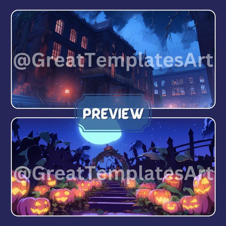 50x Spooky Halloween: Vtuber Backgrounds , Stream Assets for Twitch and ...